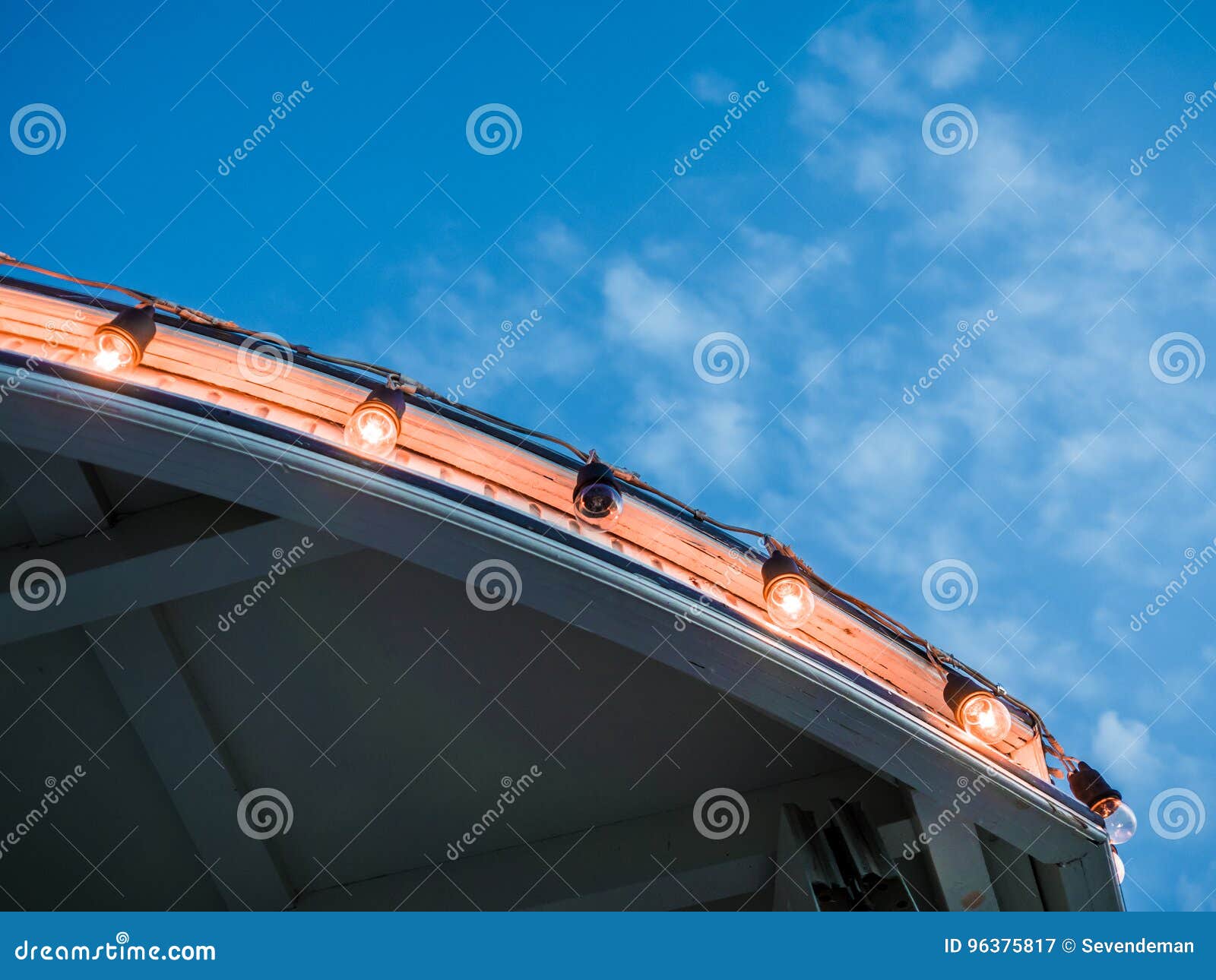 Light Bulbs on the Roof Edge. Stock Image - Image of decorative, decor ...