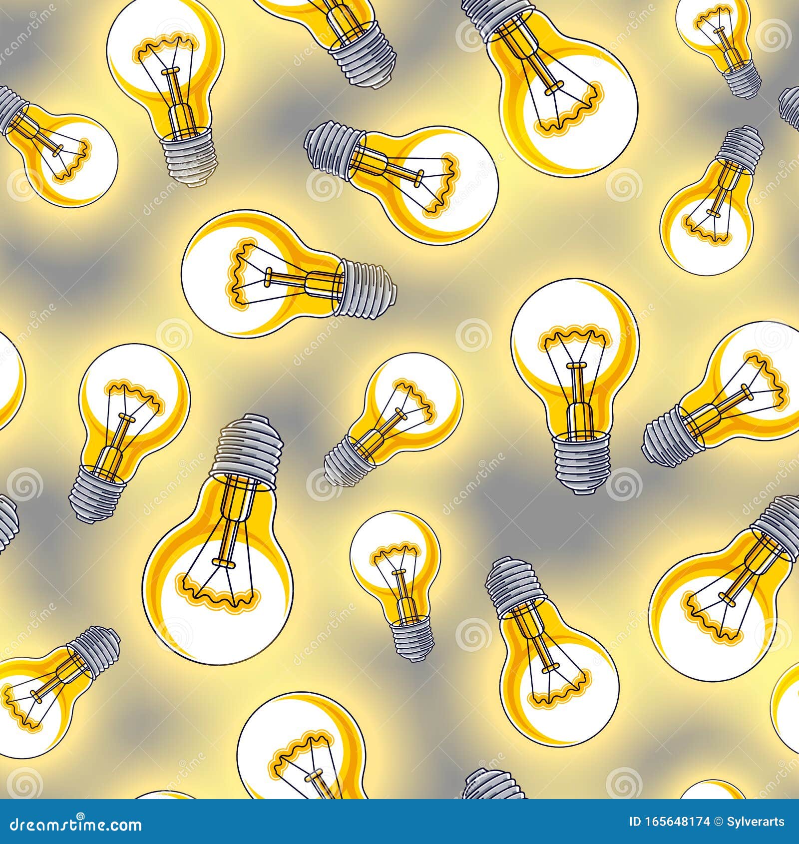 Light Bulbs Seamless Background, Creative Ideas Concept, Website for ...