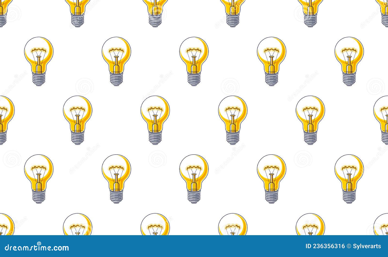 Light Bulbs Seamless Background, Creative Ideas Concept, Website for ...
