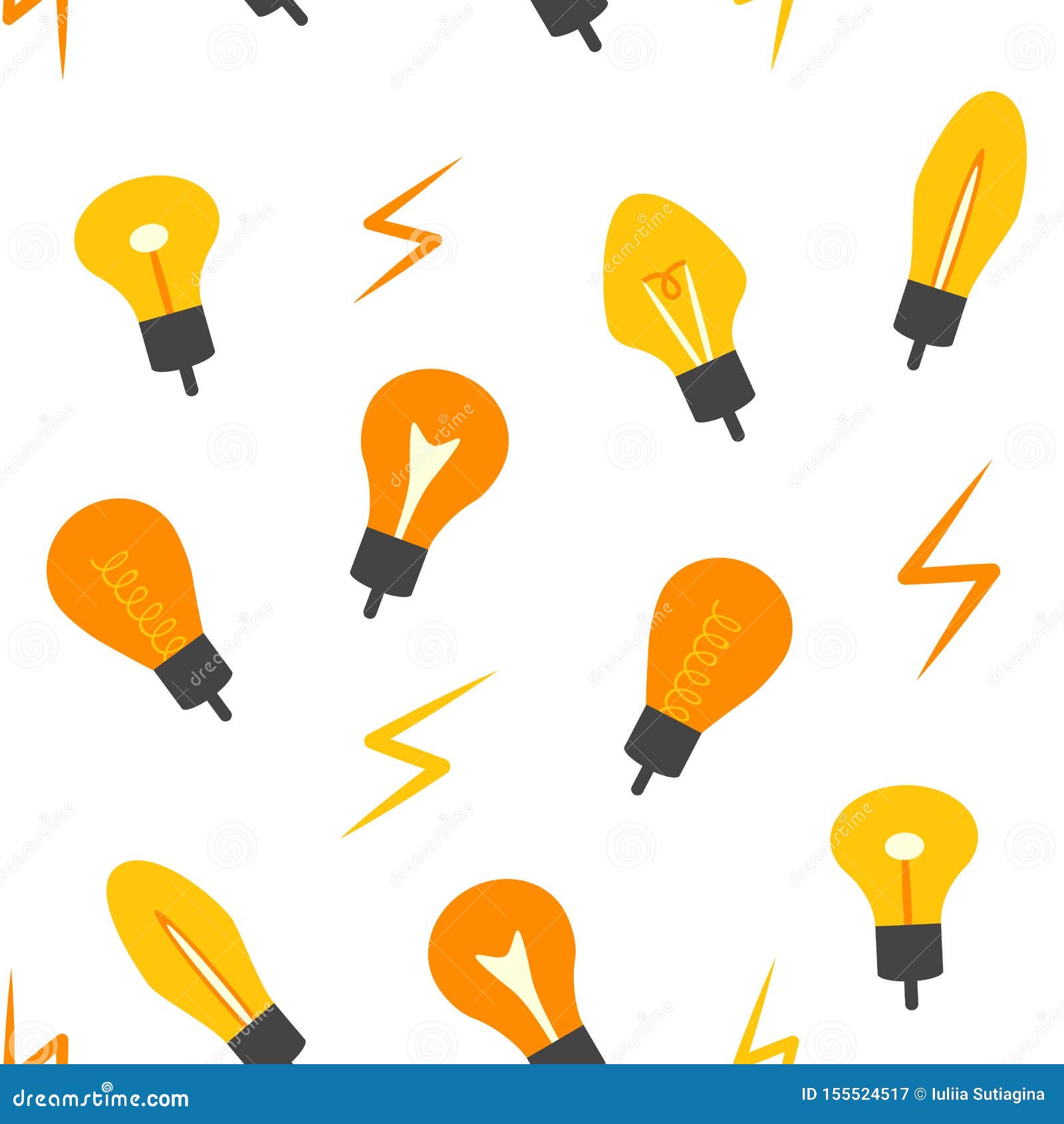 Light Bulbs Seamless Pattern. Lamps Types Illumination Background ...