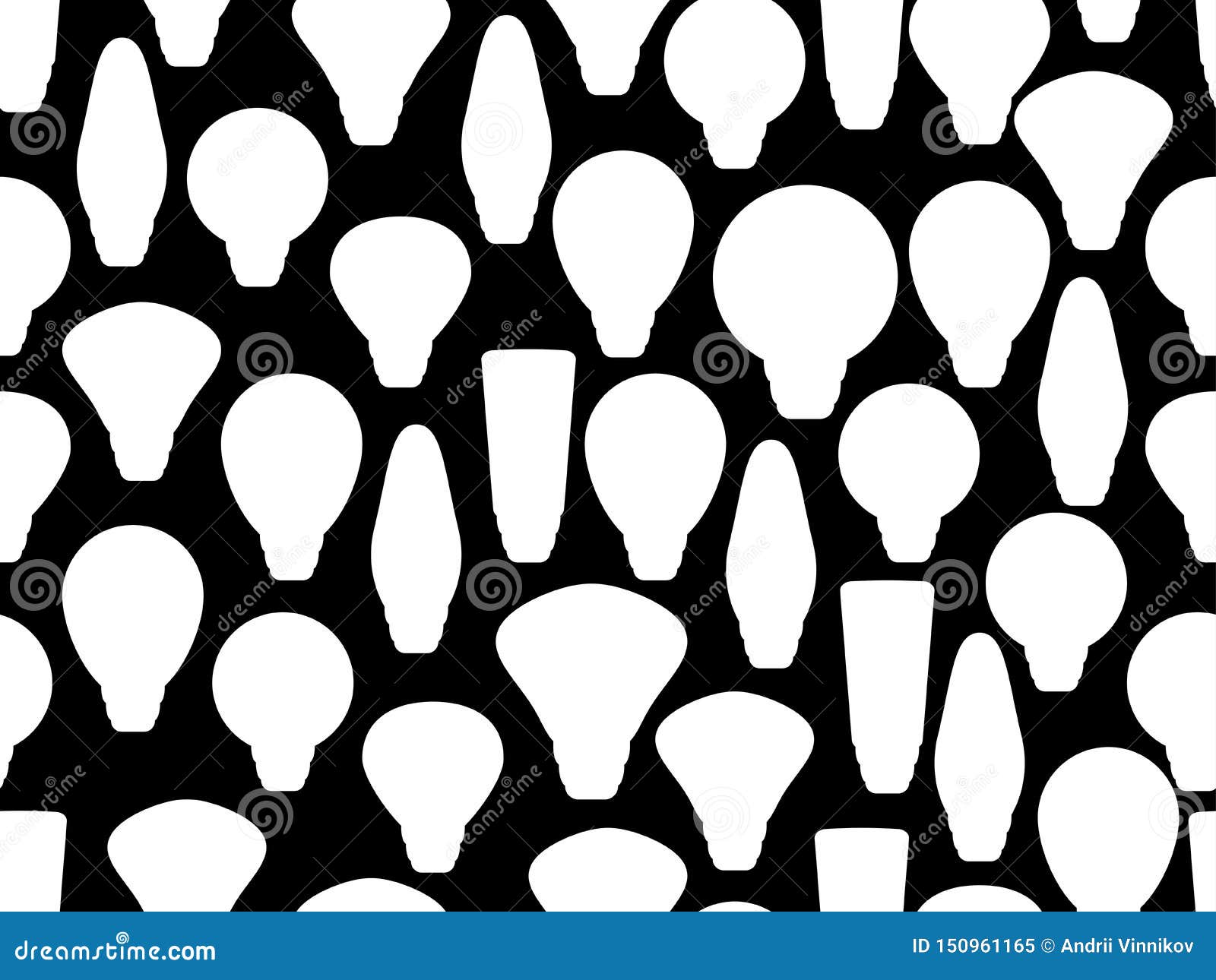 Light Bulbs Seamless Pattern White and Black Color. Vector Stock Vector ...