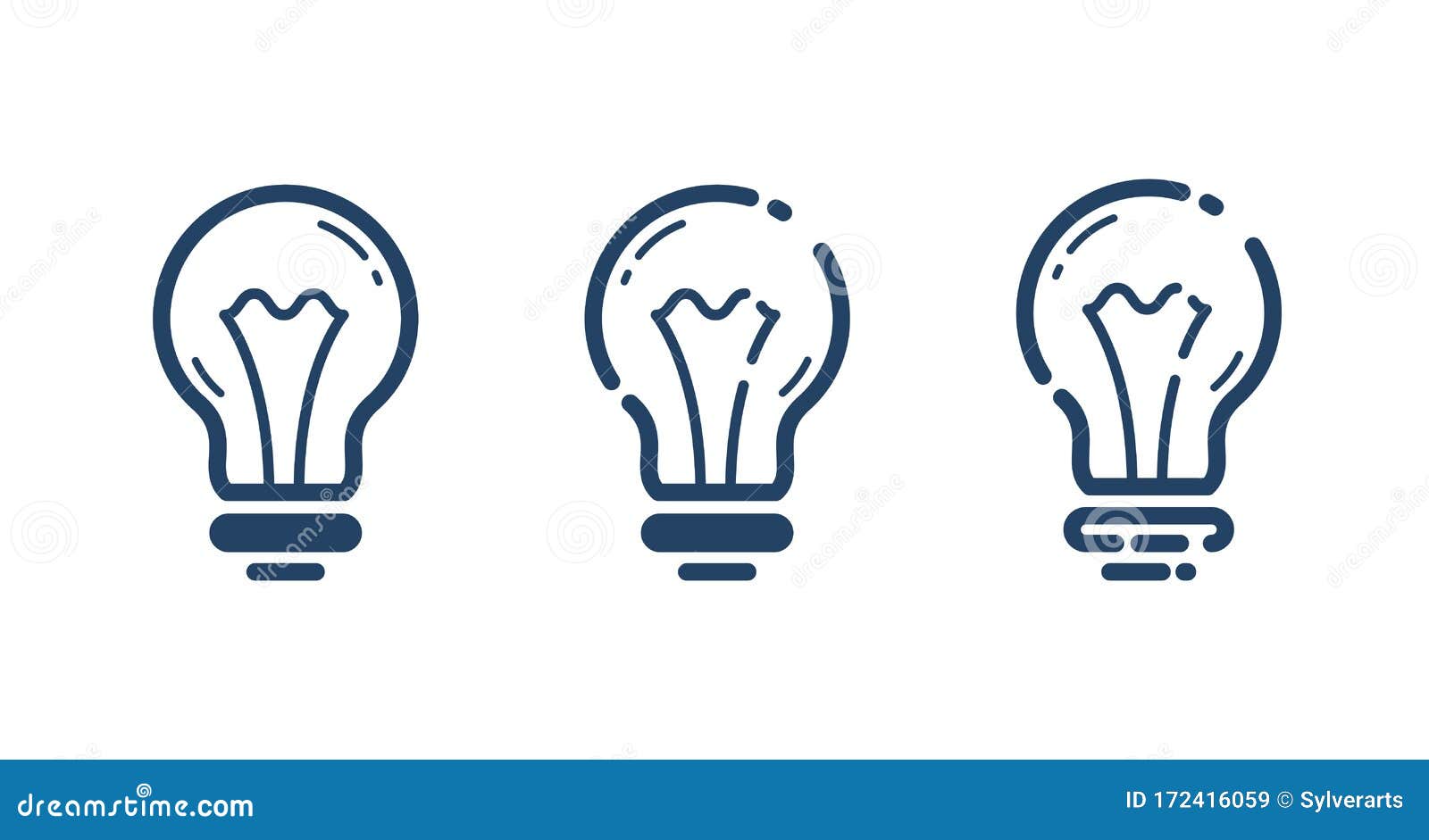 Light Bulbs Set Idea Vector Simple Linear Icon, Science and Business ...