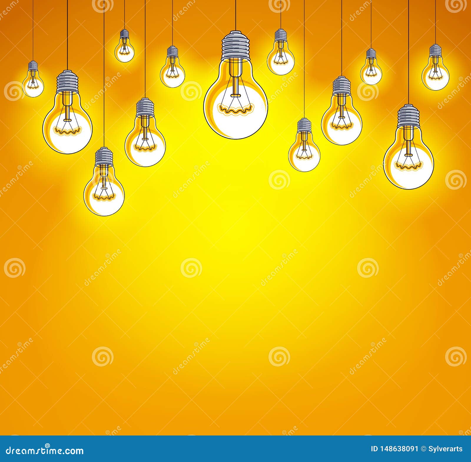 Light Bulbs Shining Beautiful Vector Realistic Illustration. Ideas ...