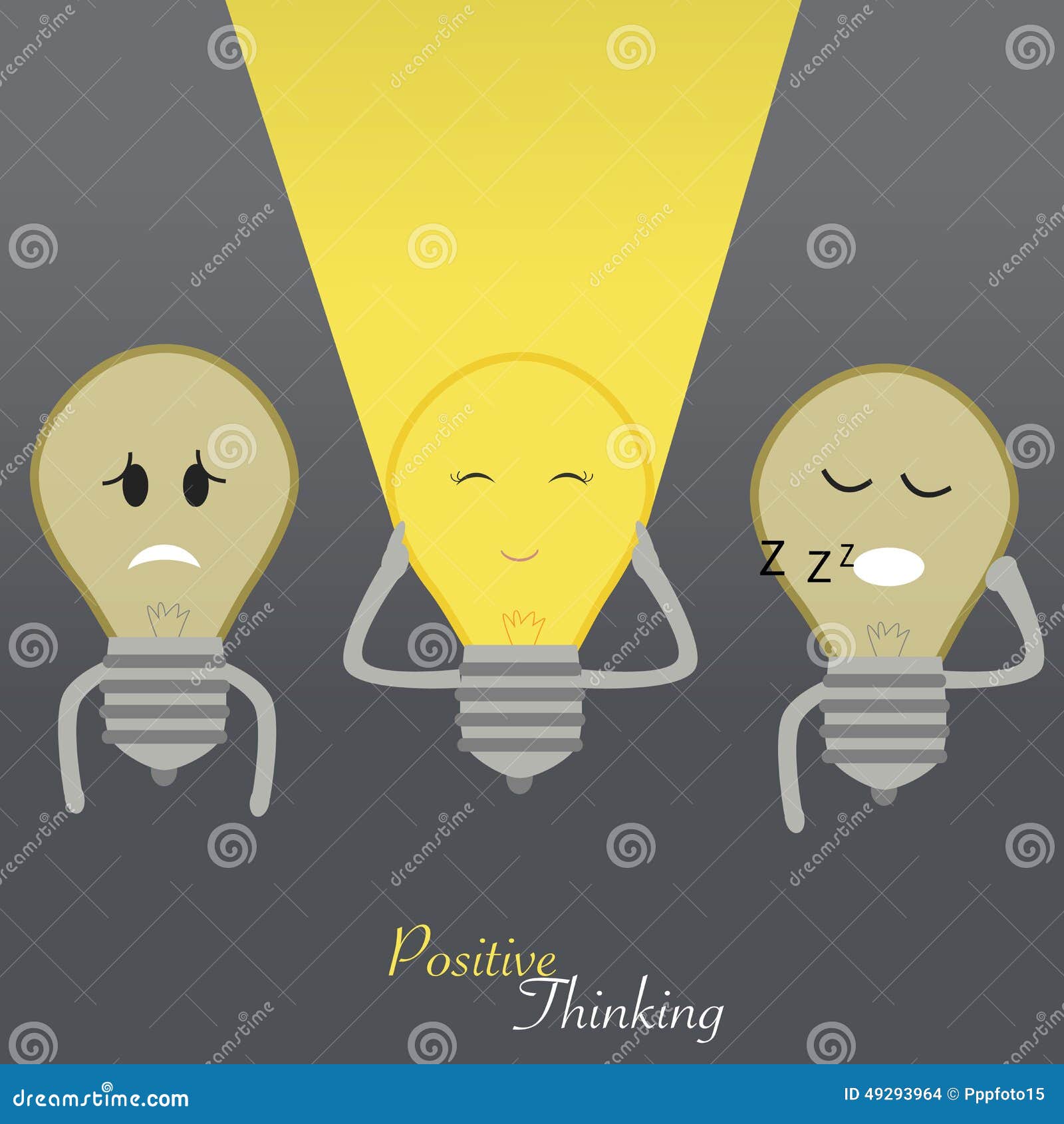 Light Bulbs Show Think Positive Stock Vector - Illustration of bright ...