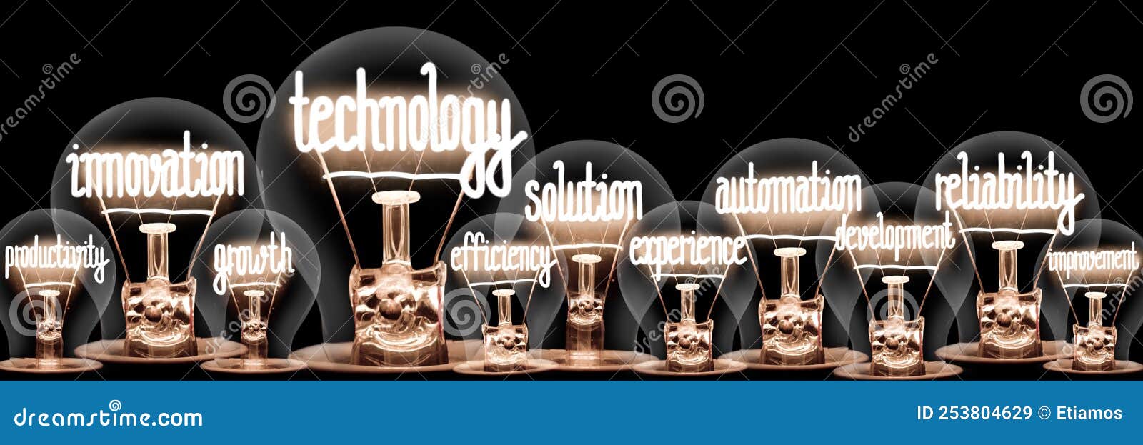 Light Bulbs with Technology and Innovation Concept Stock Image - Image ...