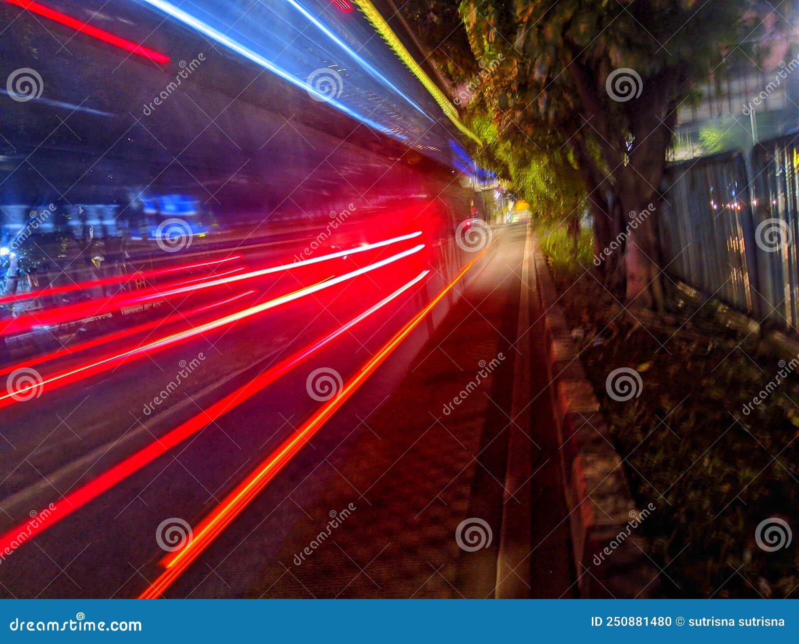 Light on the bus stock photo. Image of night, nighttrail - 250881480