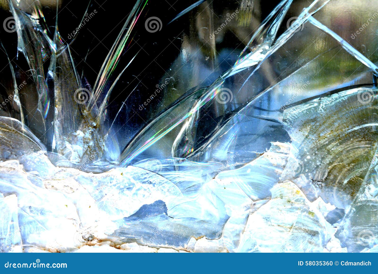 Light Caught in the Reflections of Broken Glass Stock Photo - Image of ...