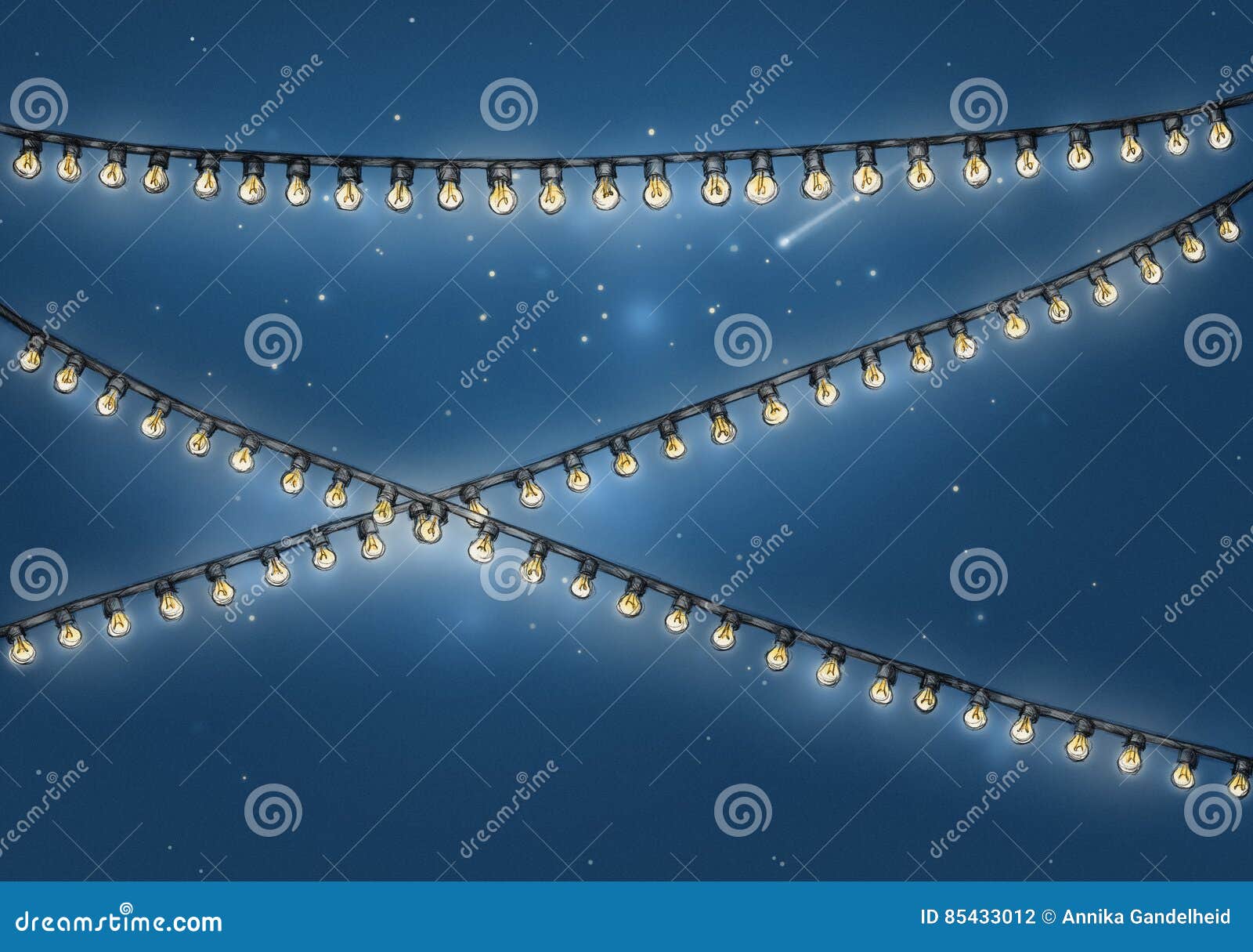 Light Chain Decoration in Front of Starry Sky Stock Illustration ...