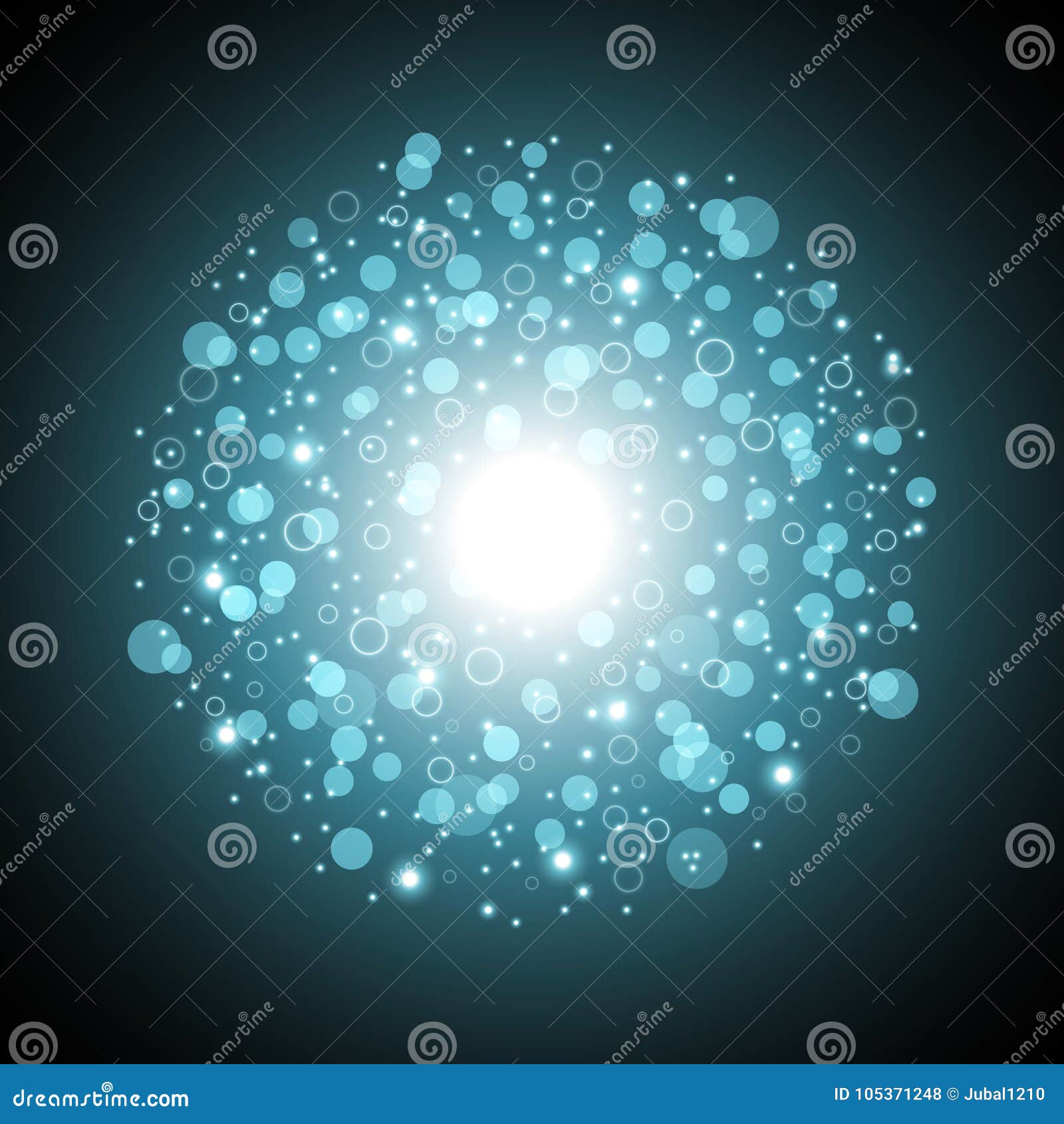 Light Circle with Dosts and Sparks, Aqua Color Stock Vector ...