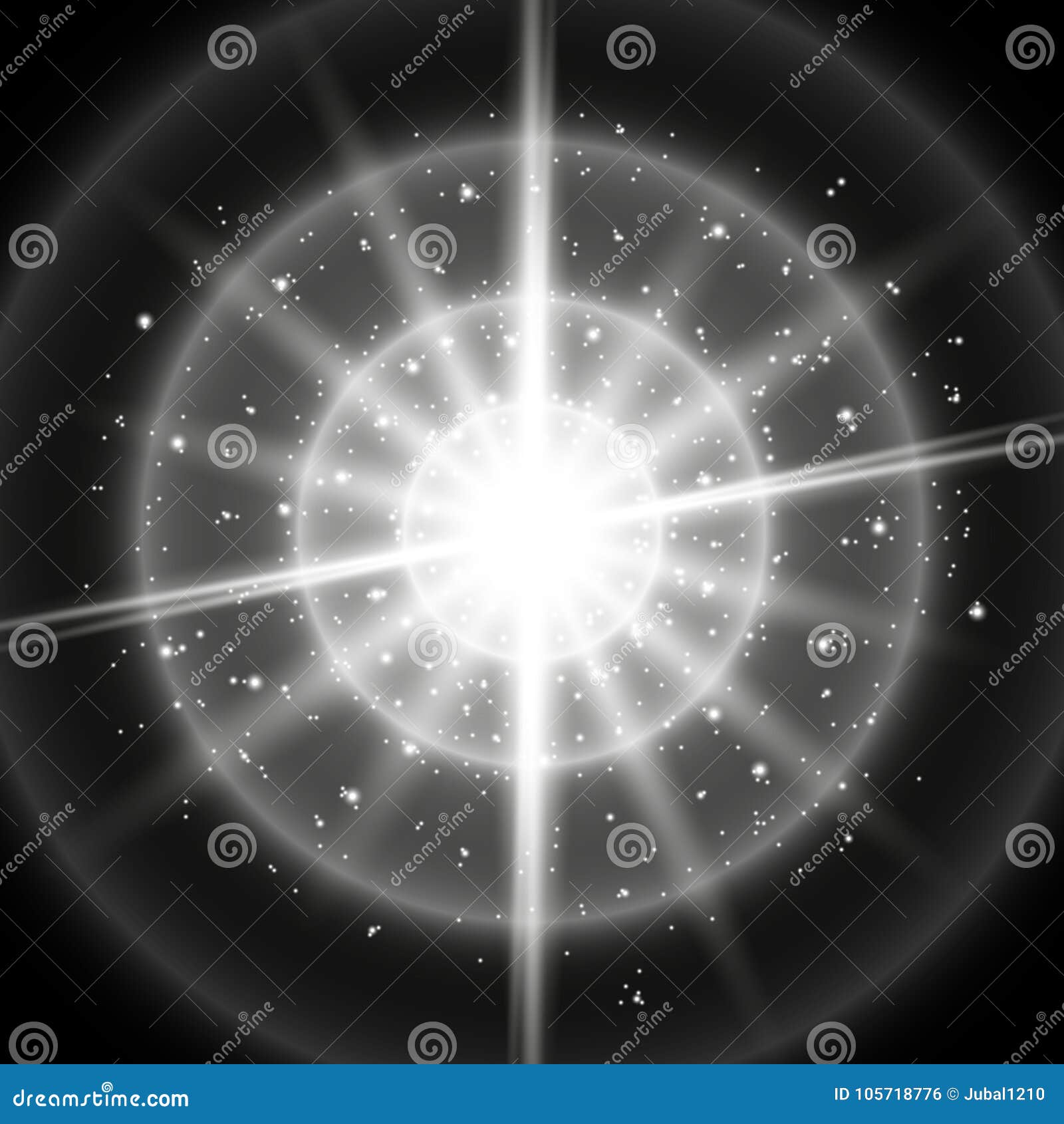 Light Circle with Waves of Light and Stardust, White Color Stock Vector ...