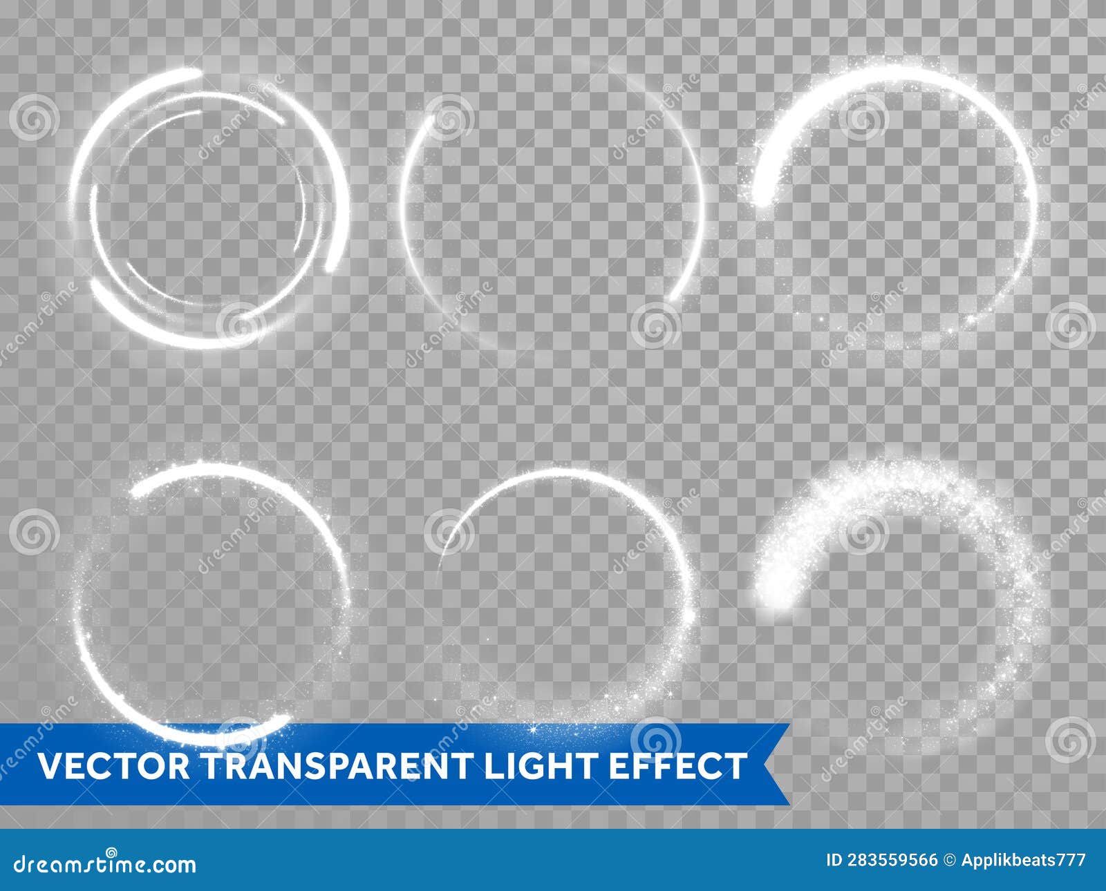 Light Flash Circle and Star Shine Effect on Vector Transparent ...