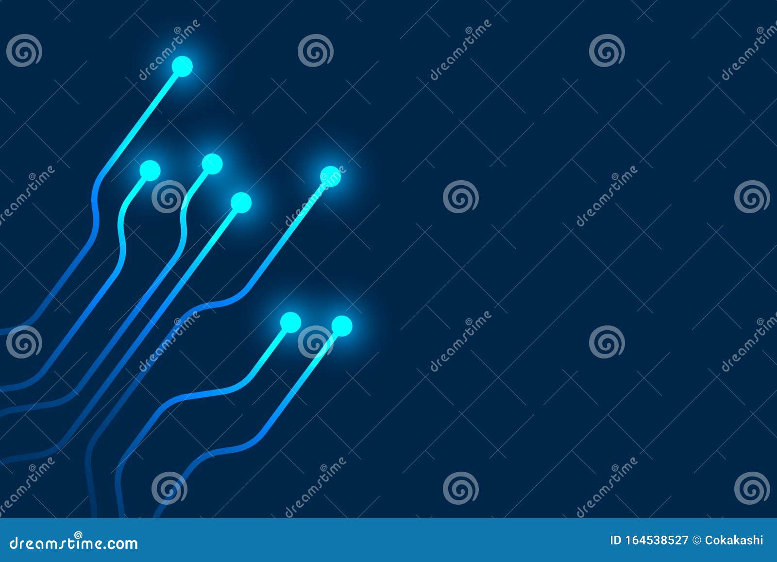 Light Circuit Pattern on Dark Blue Background, Copy Space Composition ...
