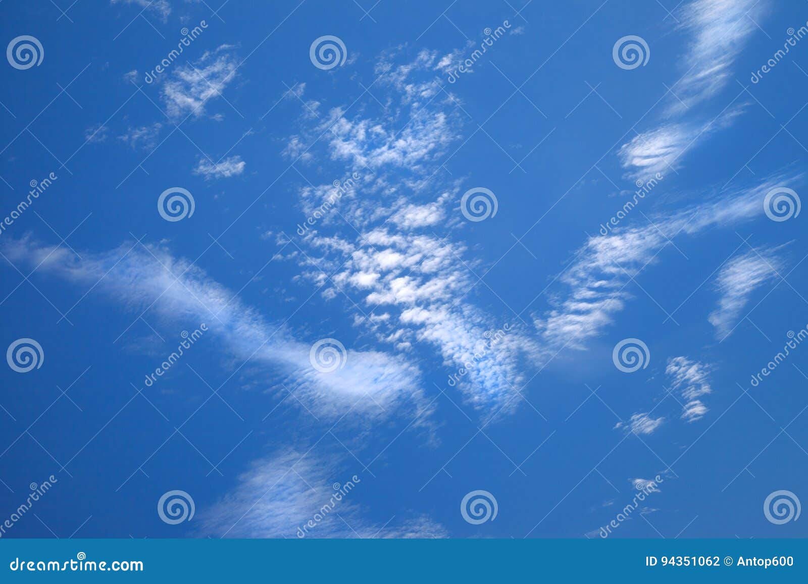 Light Cirrus Clouds of Beautiful Shape on Blue Sky Stock Photo - Image ...