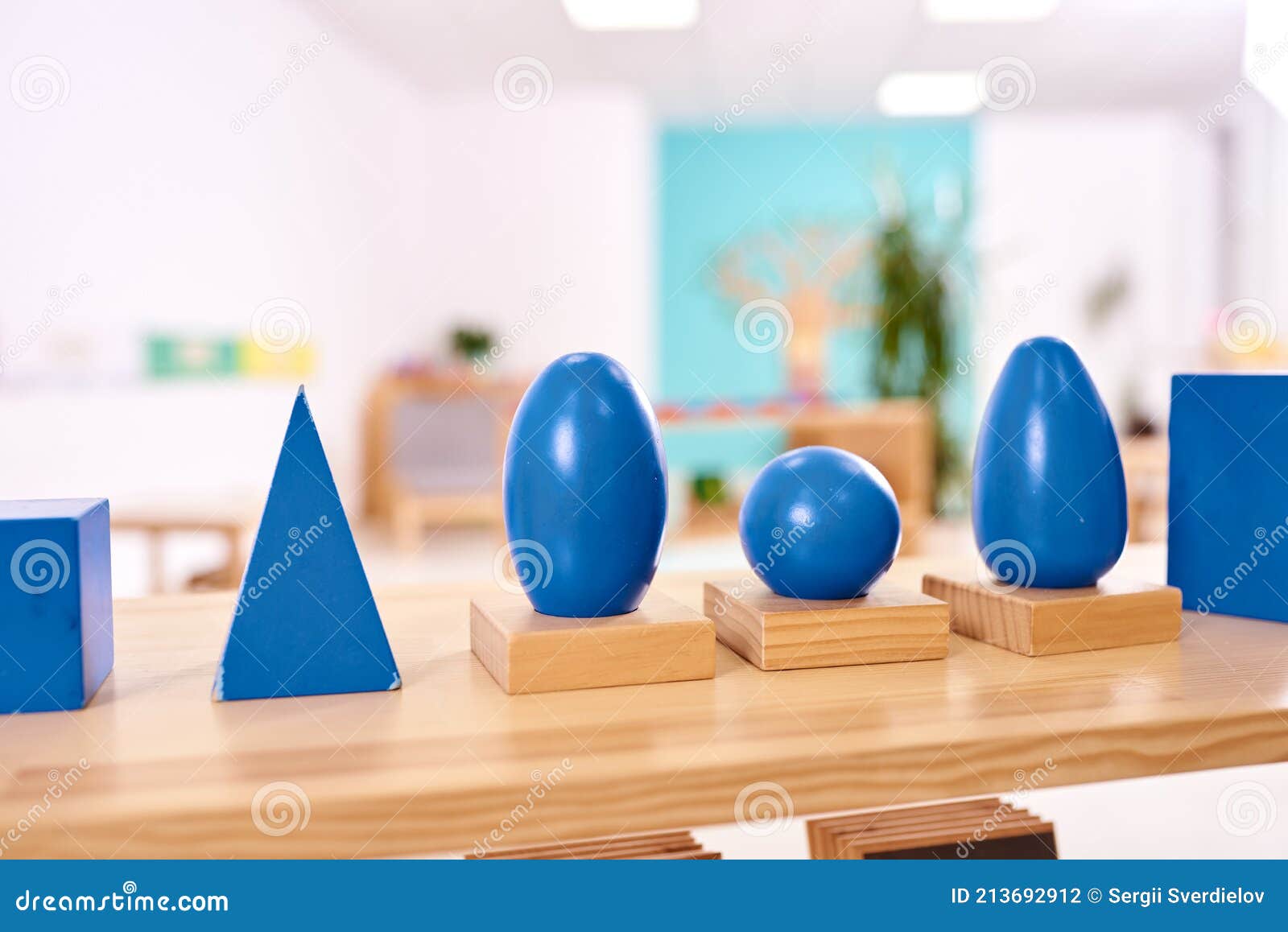 Light Class in Montessori Kindergarten. the Blue Montessori Geometric ...