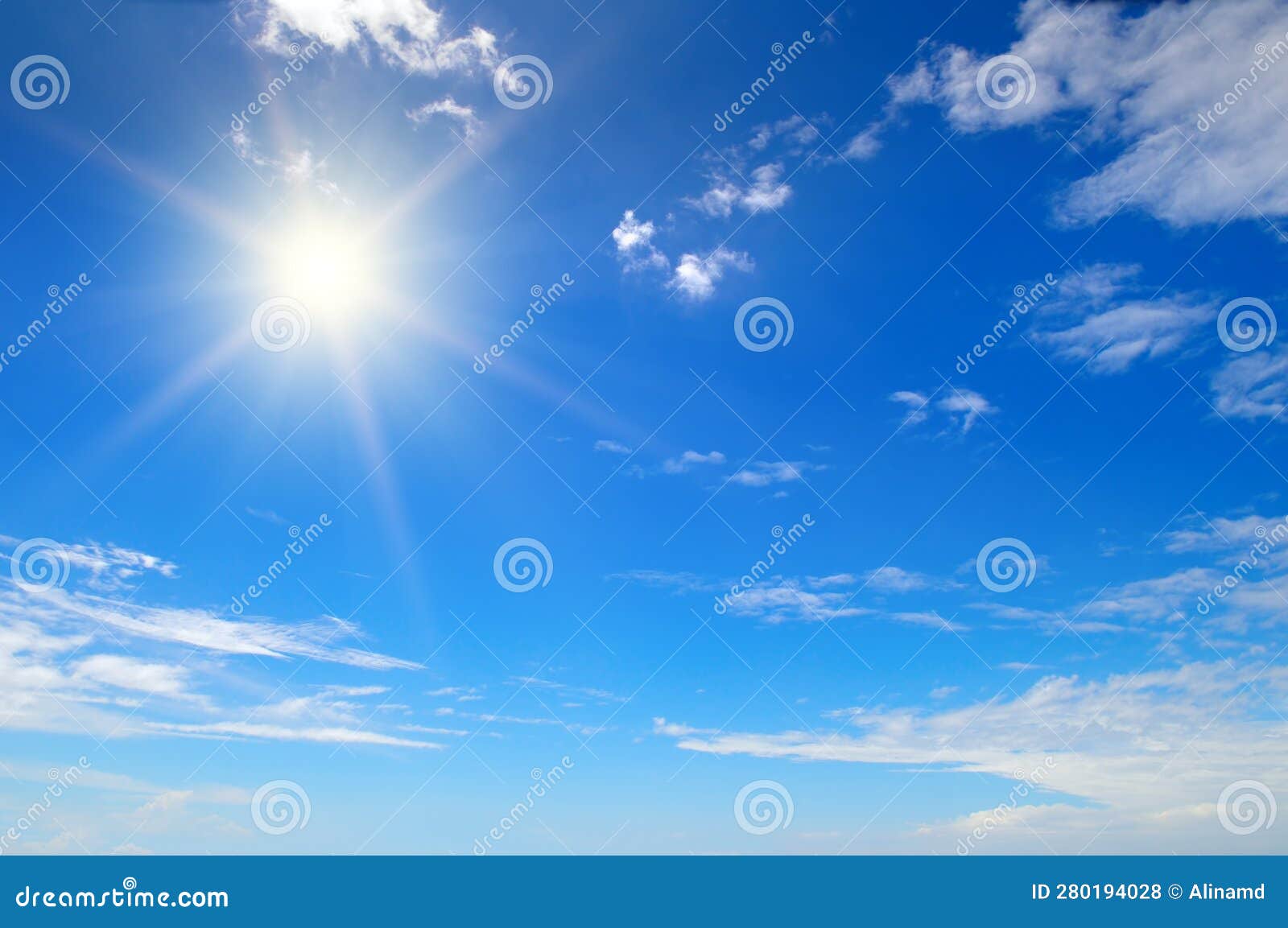 Light Clouds and Bright Sun in the Sky Stock Photo - Image of clouds ...