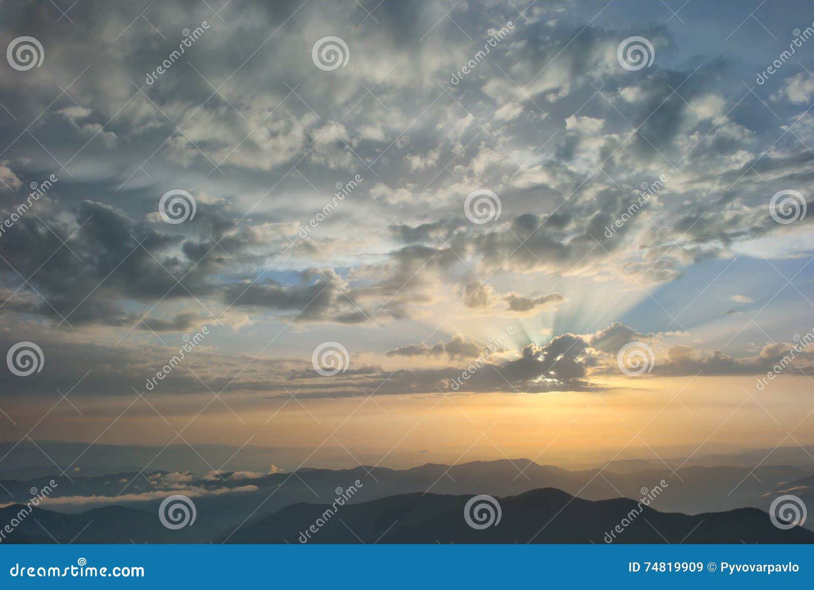 Light through clouds stock image. Image of view, carpathian - 74819909