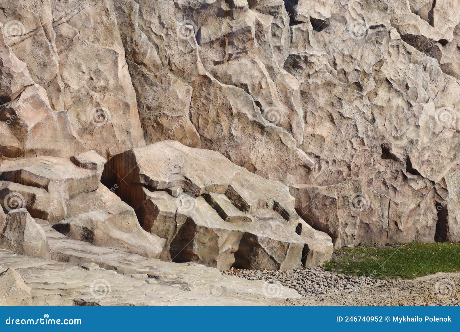 Light Coarse Natural Rock Stone Background. Mining Cliff Rough Front ...