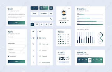 Light Collection of Gradient Ui Ux Elements. Ux Dashboard User Panel Template Stock Vector ...