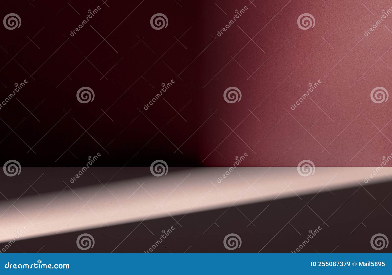 Light Color Base and Red Wall Lit by Spotlight As Place for Displaying ...