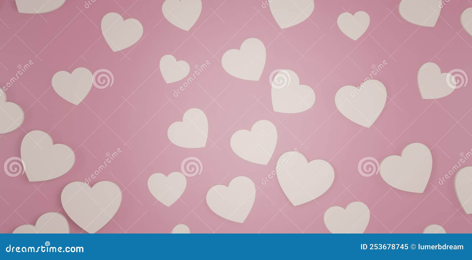 Light Color Hearts Banner Background 3D Illustration Stock Illustration ...