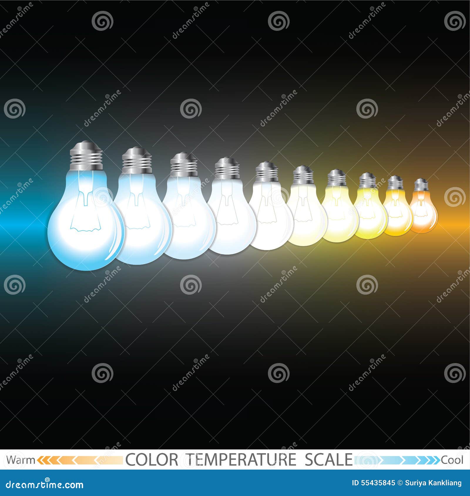 Light Color Temperature Scale Stock Vector - Illustration of cool, dark ...