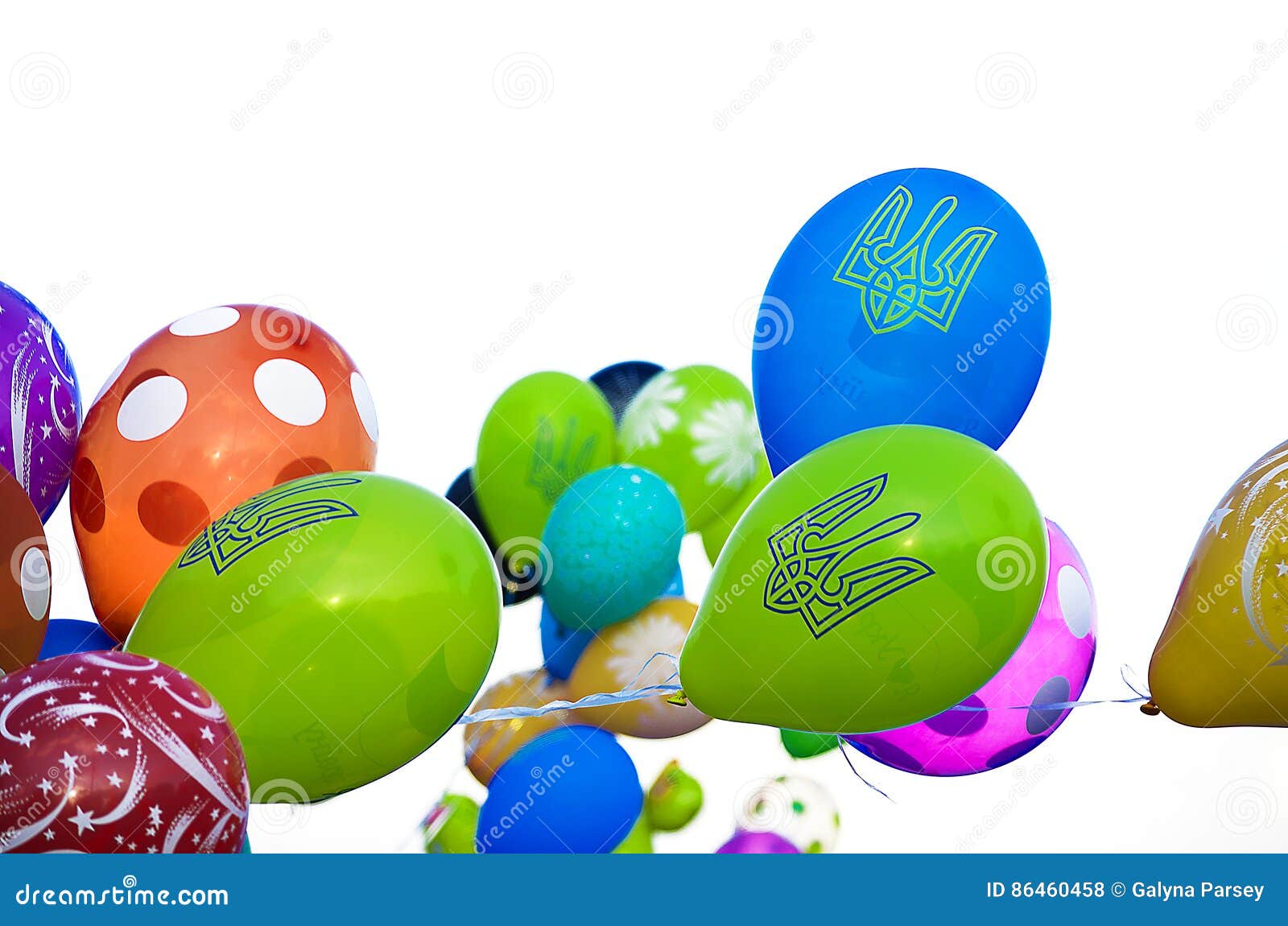 Light Colored Balloons Flying in the Sky Stock Photo - Image of holiday ...