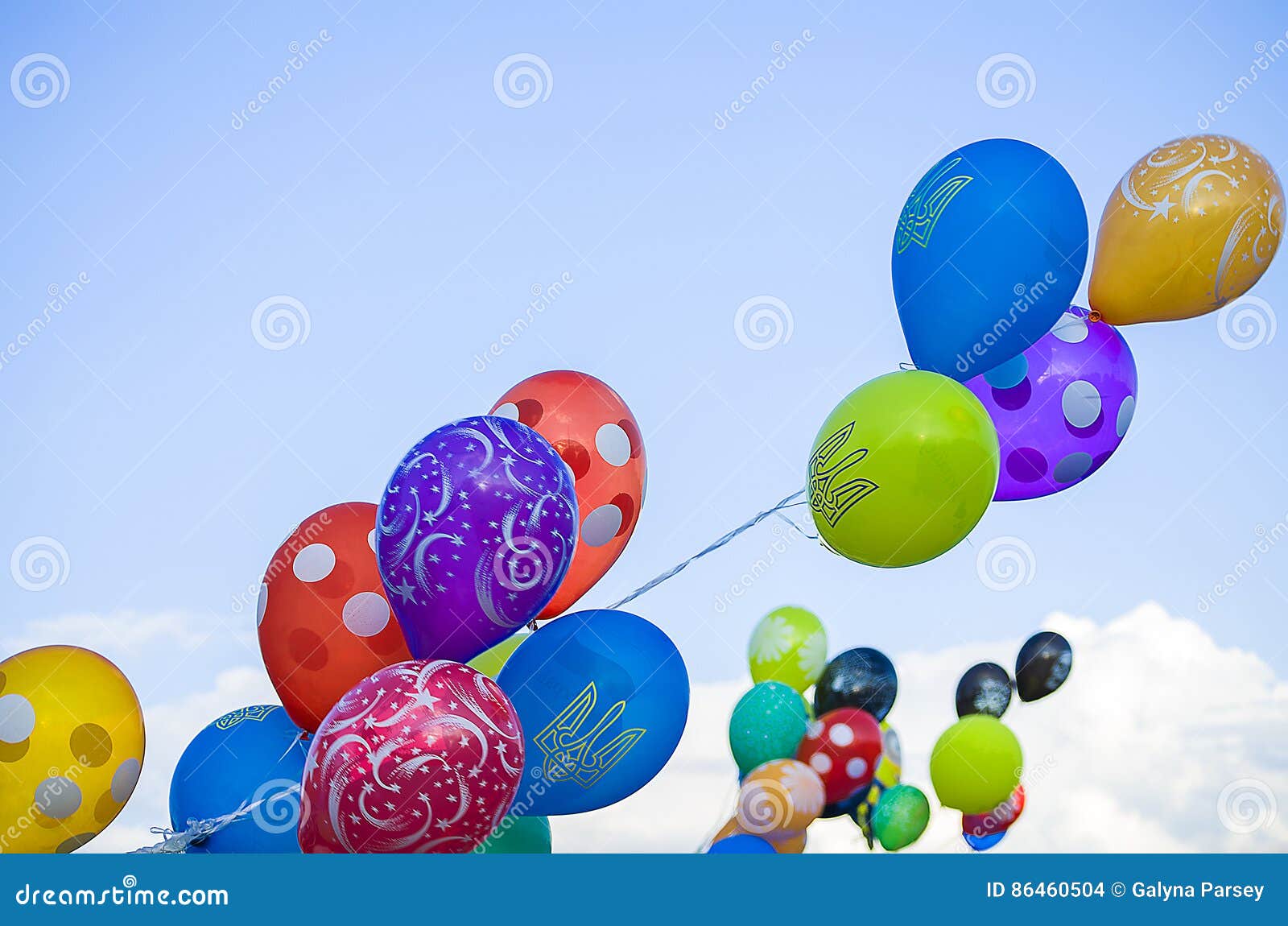 Light Colored Balloons Flying in the Sky Stock Photo - Image of empty ...
