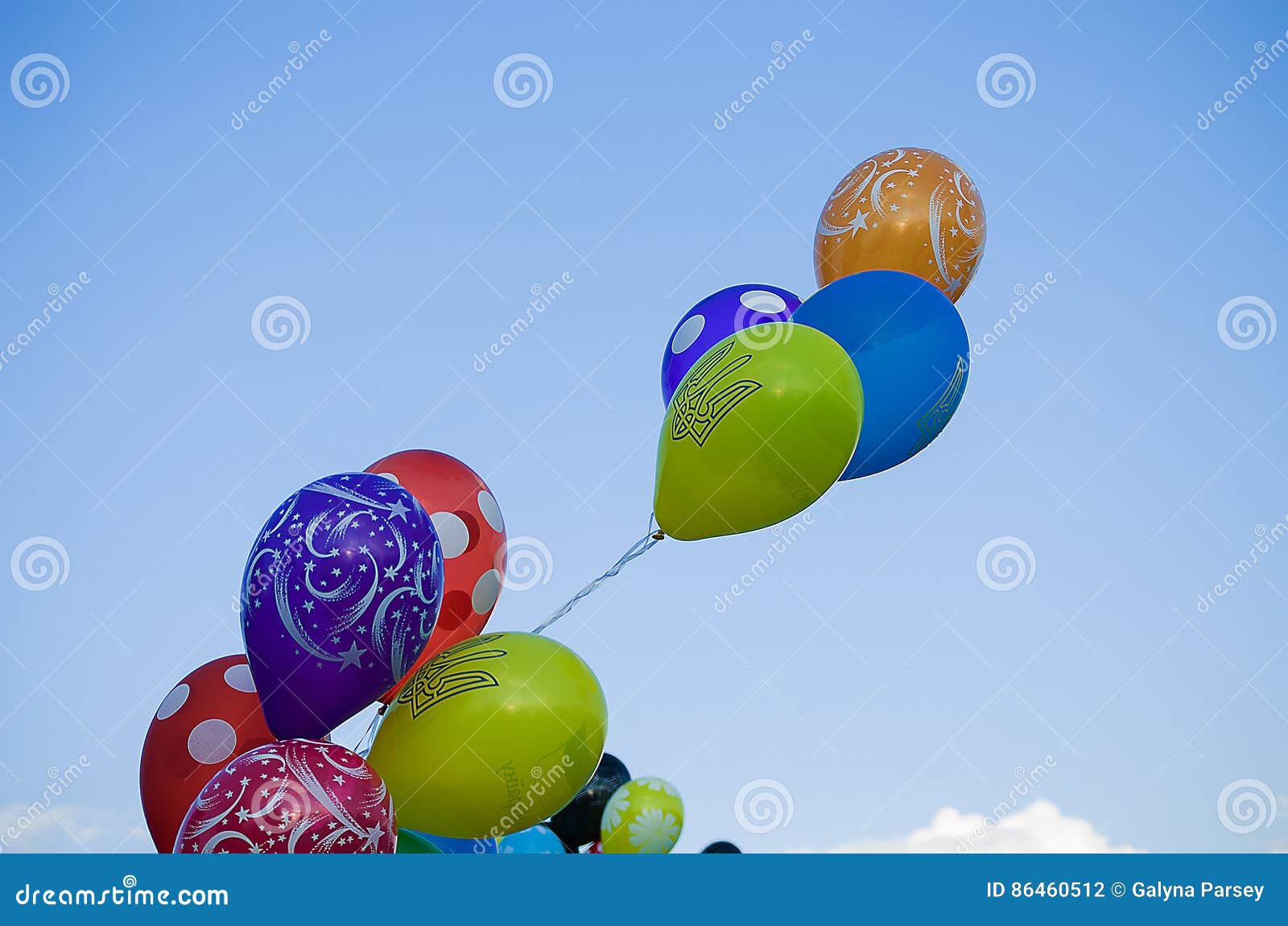 Light Colored Balloons Flying in the Sky Stock Photo - Image of party ...