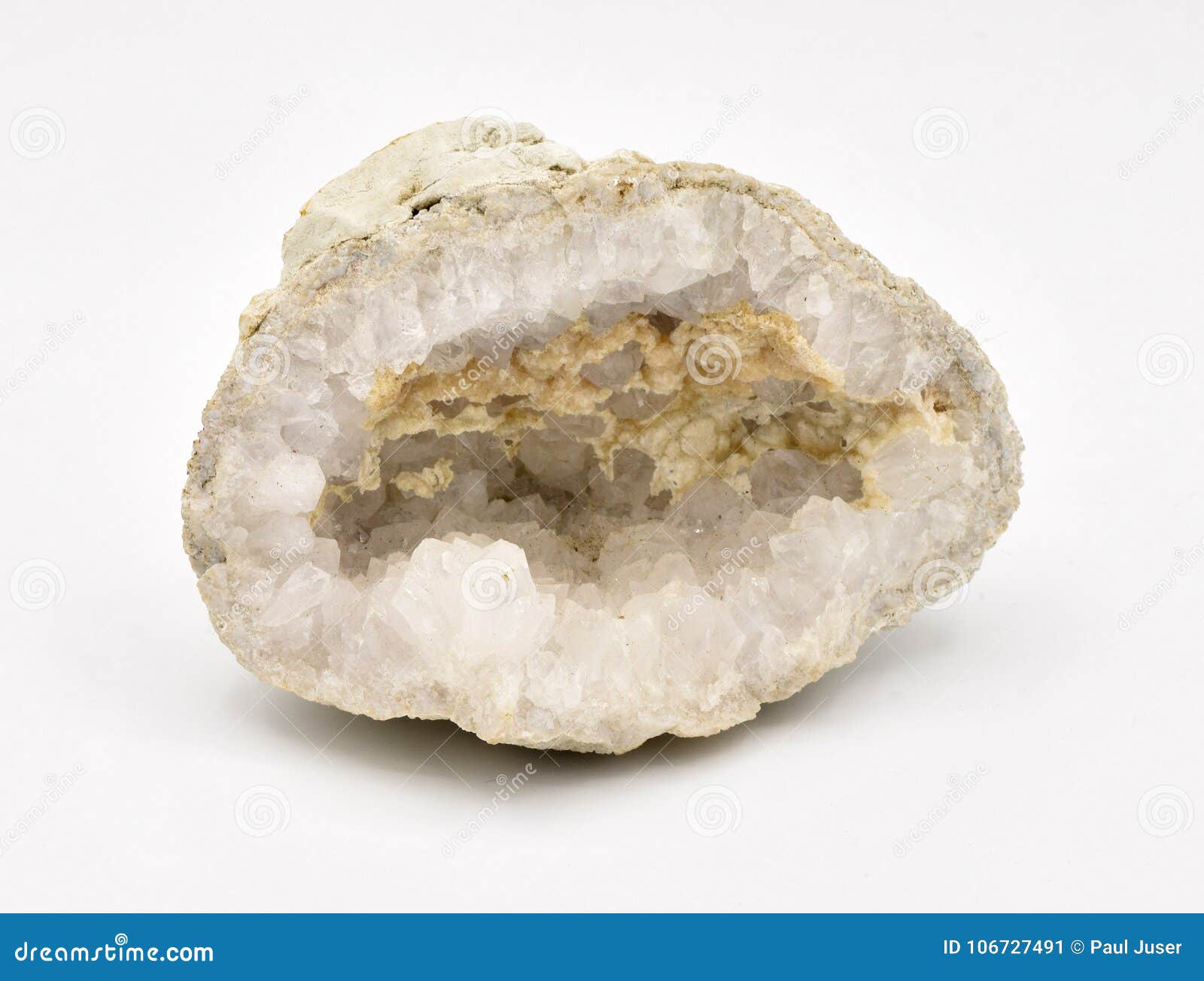 Light Colored Broken Geode with White Crystals Stock Image - Image of ...