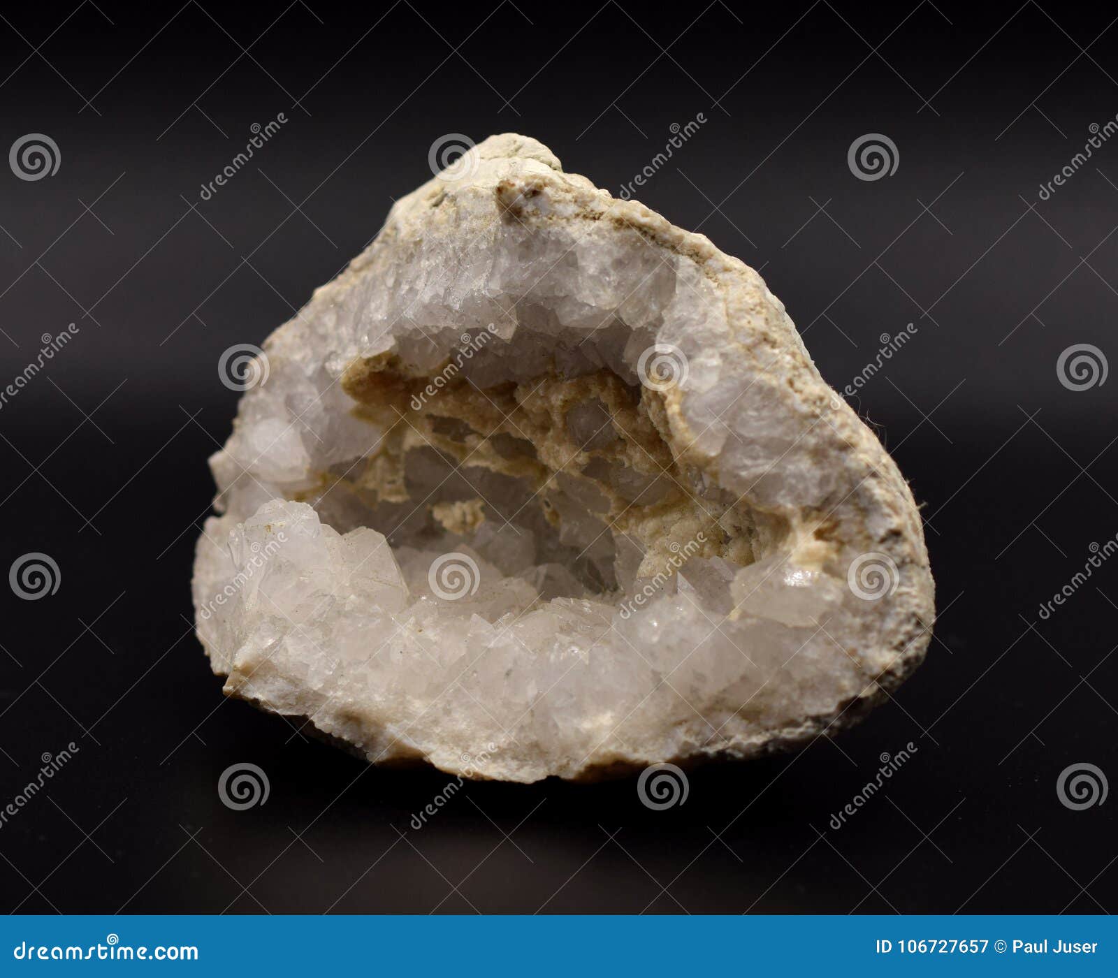Light Colored Broken Geode with White Crystals Stock Image - Image of ...