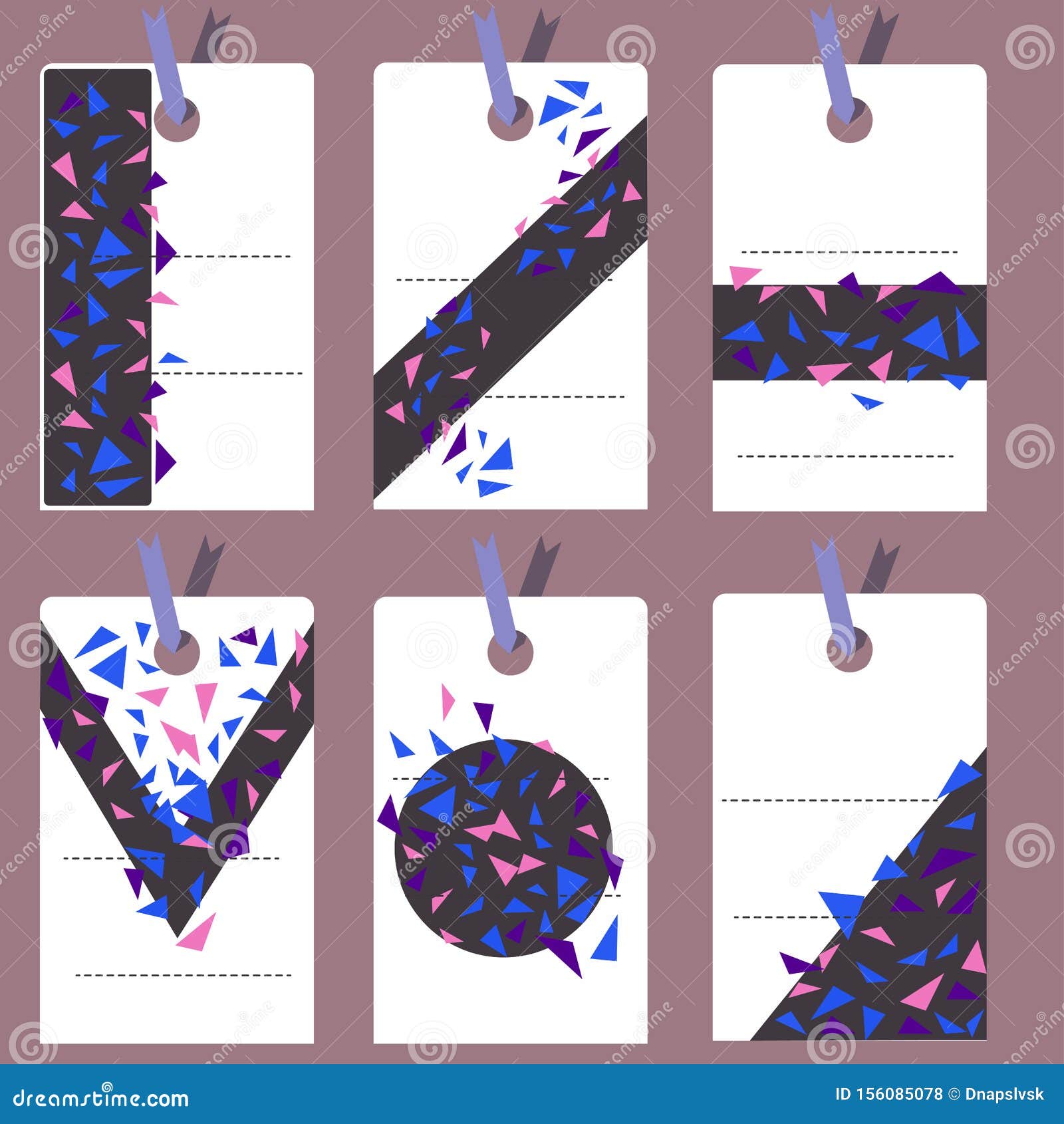 Light Colored Labels with Triangles of Different Sizes and Violet and ...