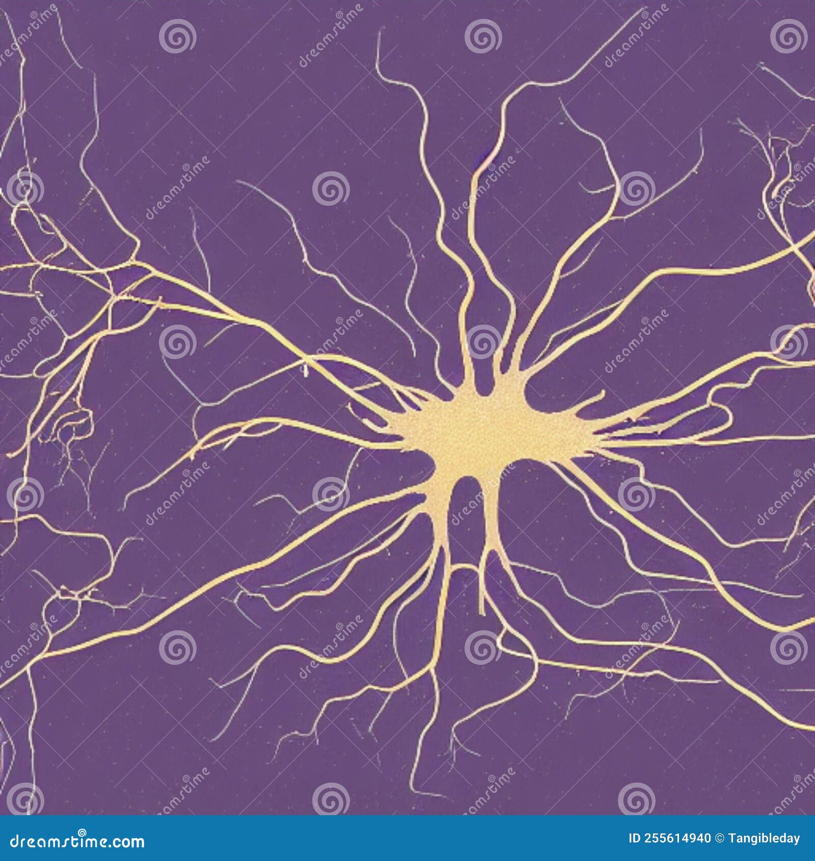Light Colored Neuron on Purple Backdrop Stock Illustration ...