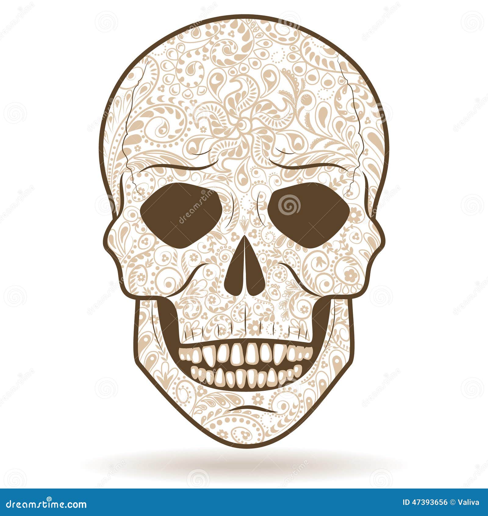 Light-colored Patterned Human Skull Stock Vector - Illustration of ...