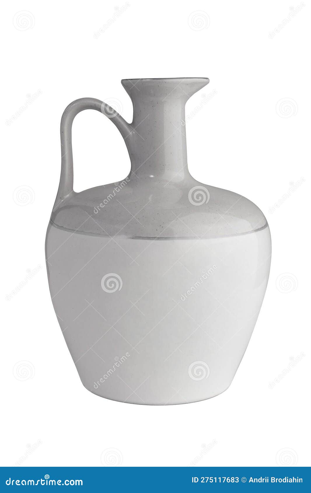 Light-colored Porcelain Pitcher with a Handle and a Narrow Neck. Stock ...