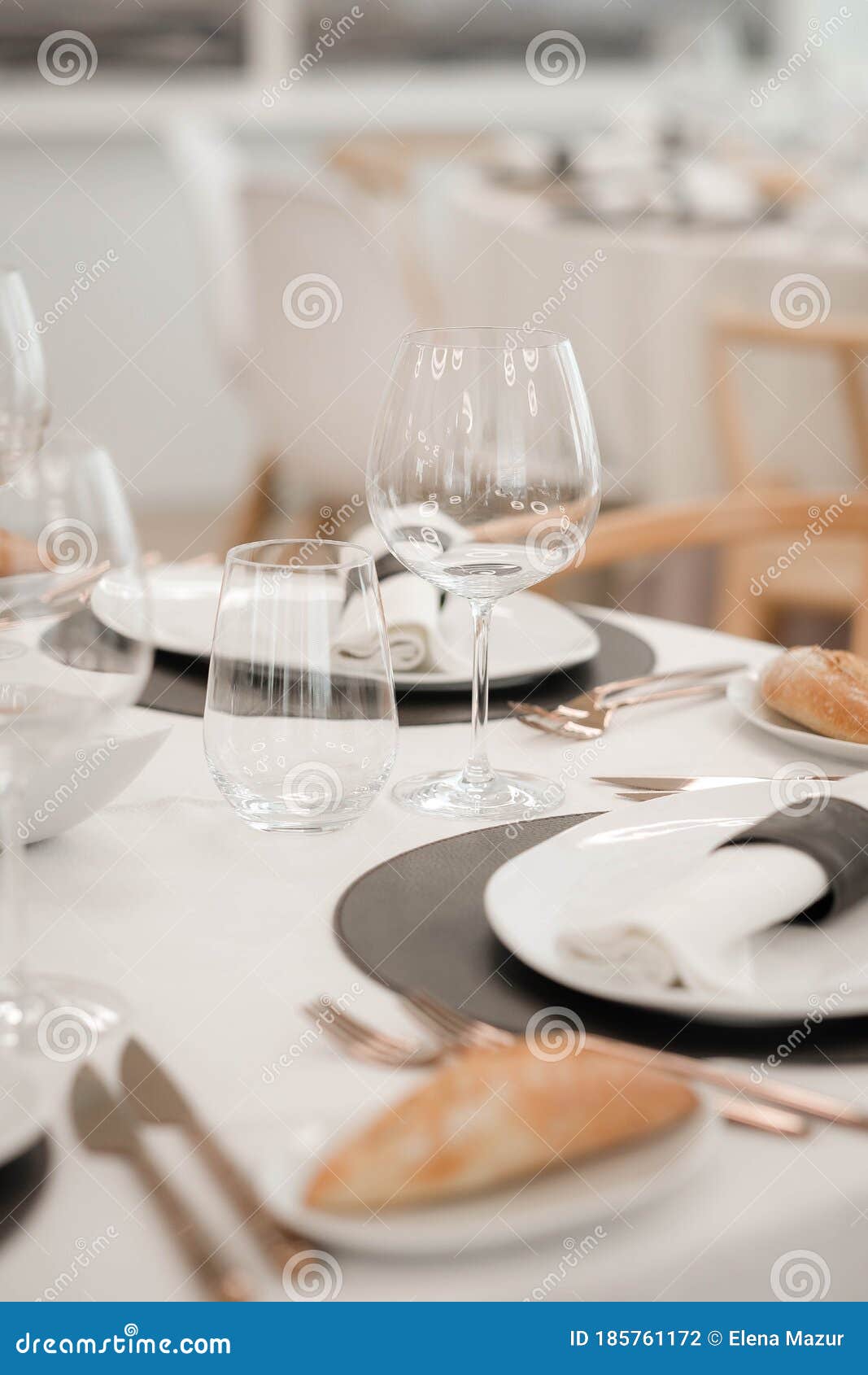Light-colored Table Setting for the Dining Room Stock Photo - Image of ...