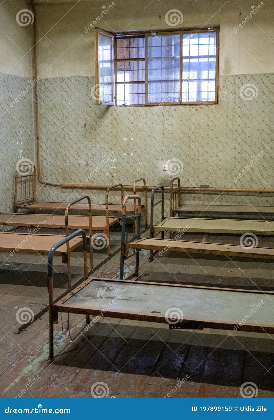 Light Coming in through Prison Cell Bars Window. Empty Jail Cells ...