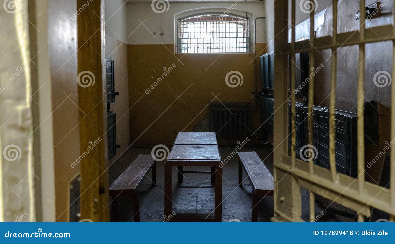 Light Coming in through Prison Cell Bars Window. Empty Jail Cells ...