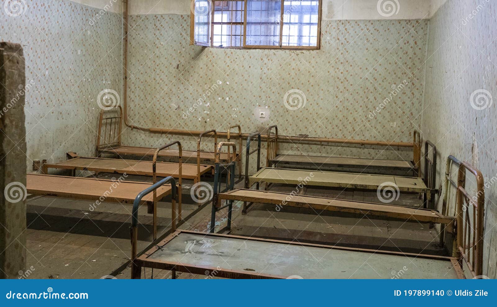 Light Coming in through Prison Cell Bars Window. Empty Jail Cells ...