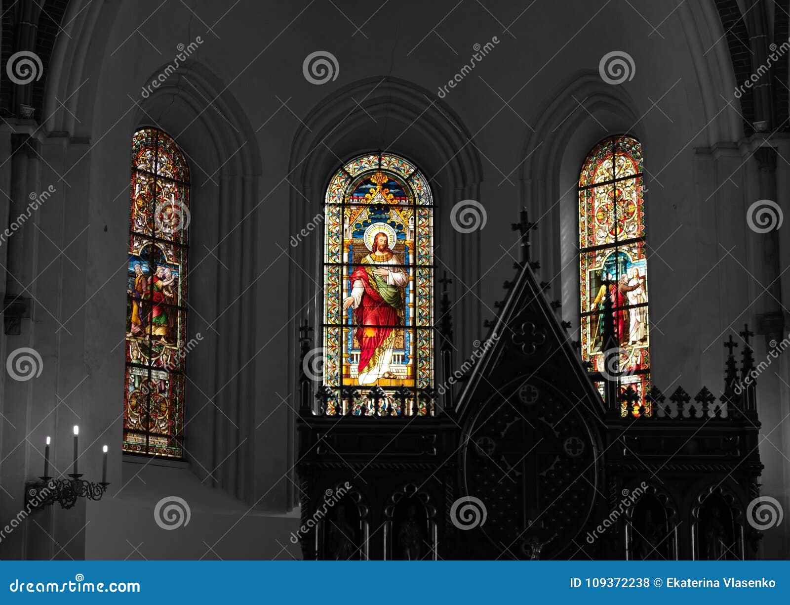 The Light Coming through the Windows in the Church Stock Photo - Image ...