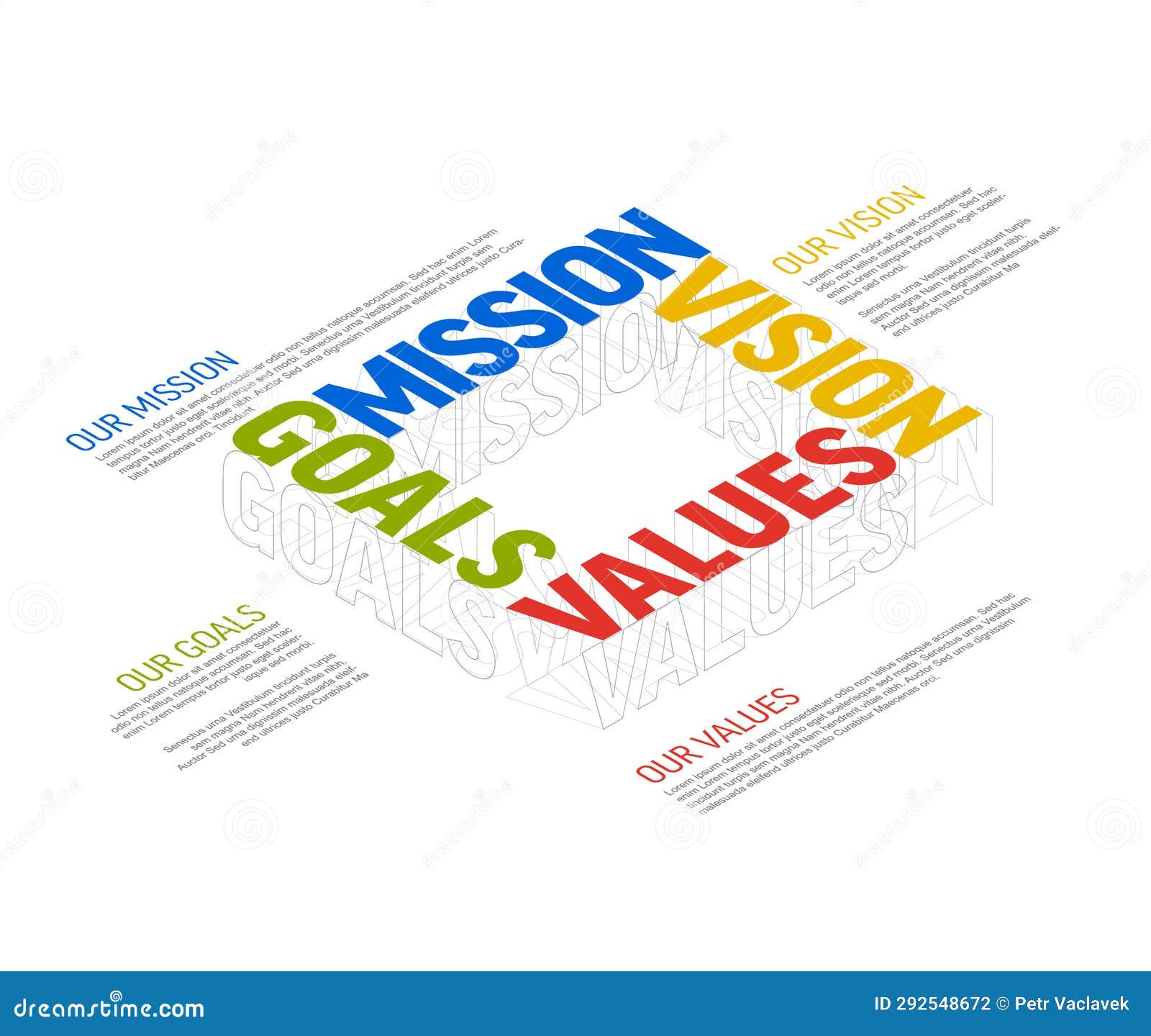 Light Company Profile Statement - Mission, Vision, Values, Goals in 3d ...