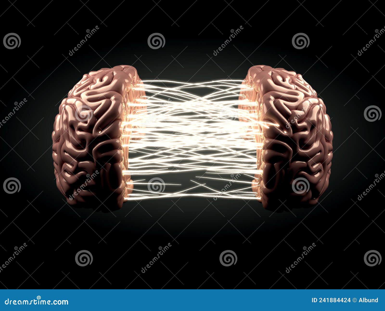 Light Connected Brain Hemispheres Stock Illustration - Illustration of ...