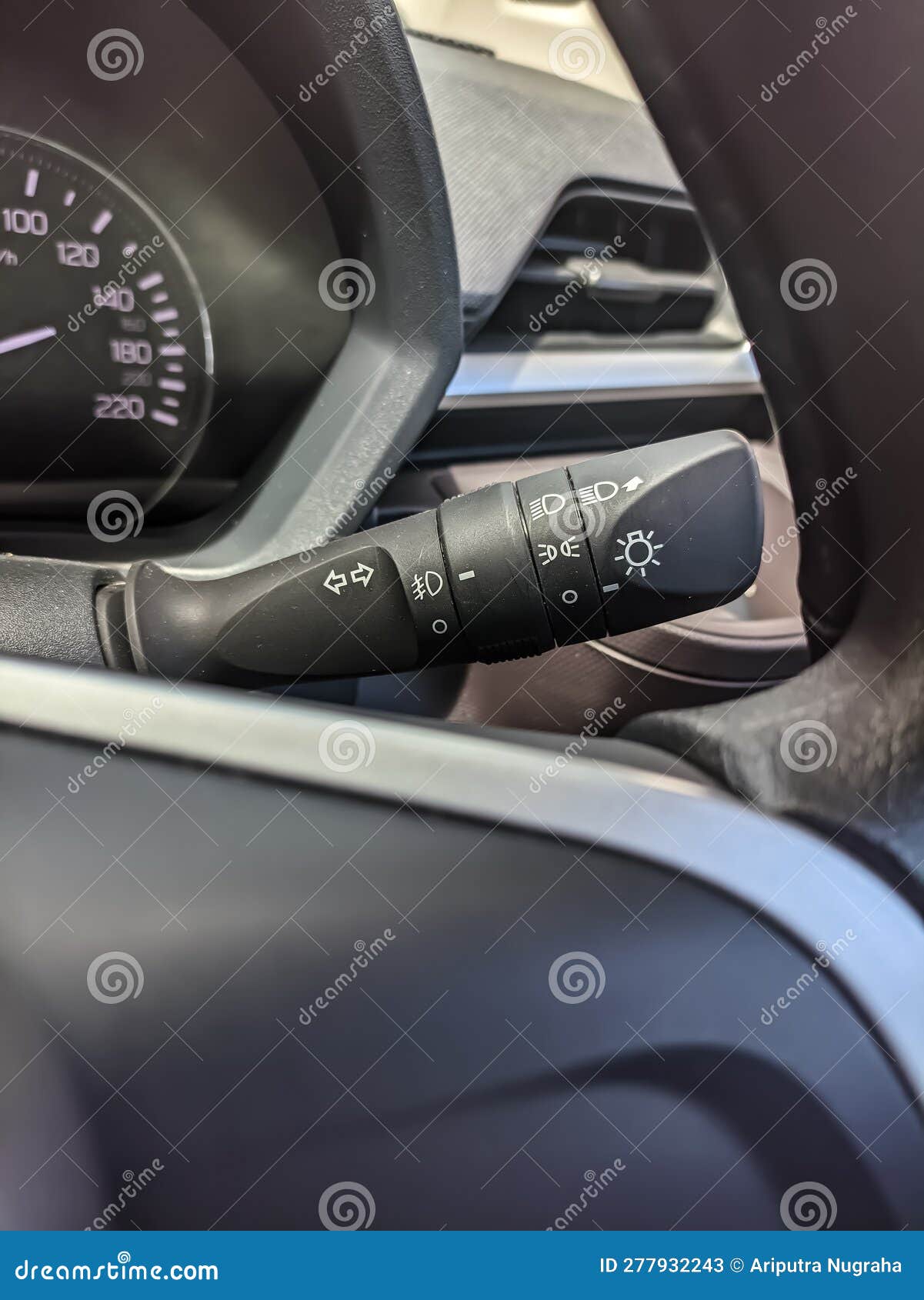 Light Control of Headlights Adjustment Lever in a Car Stock Image ...