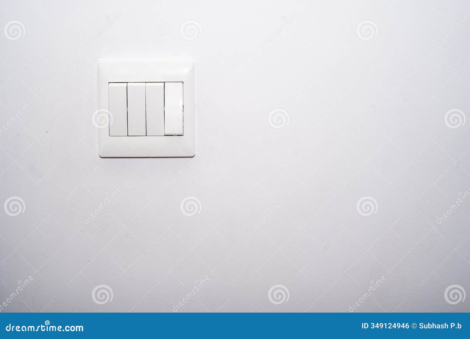 Light Control Switch White Color Installed on the White Color Wall ...