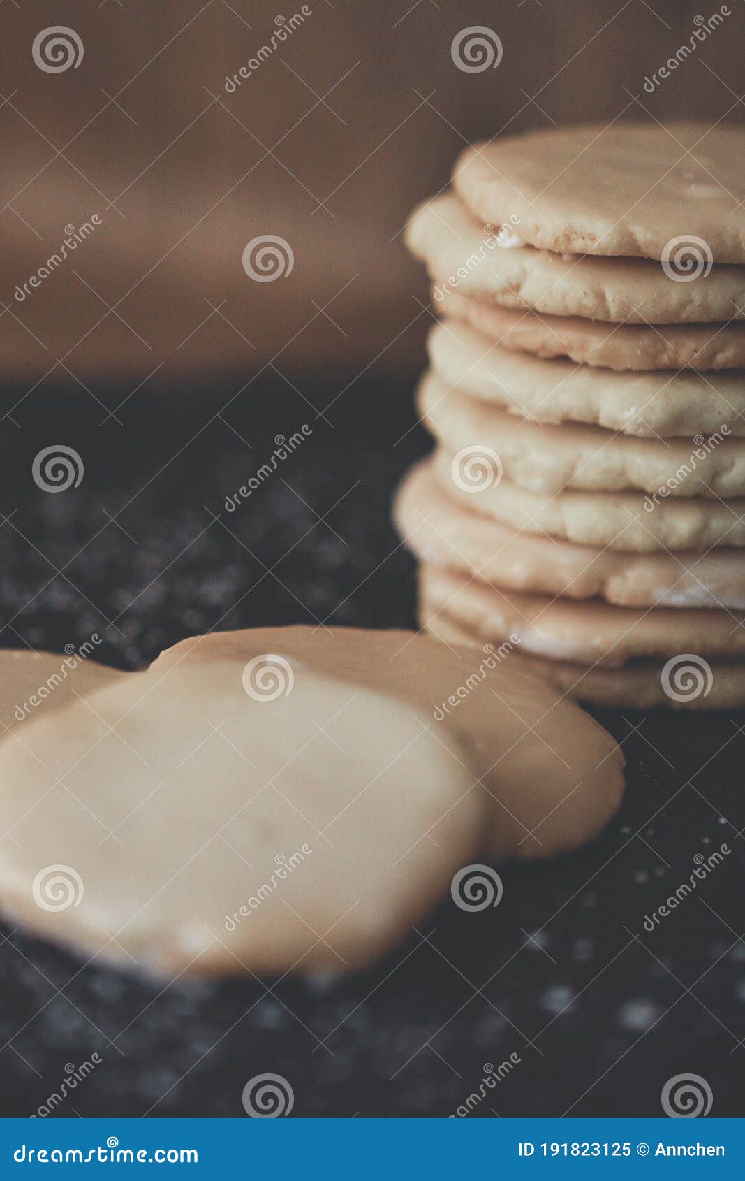 Light Cookies with Dark Ground Stock Image - Image of candy, biscuits ...