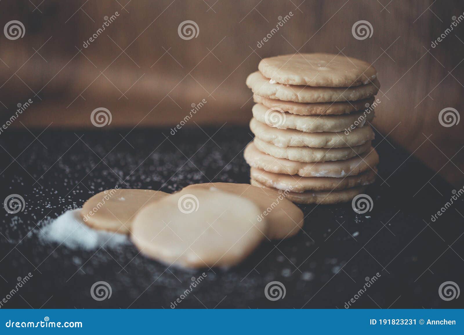 Light Cookies with Dark Ground Stock Image - Image of cookies, food ...