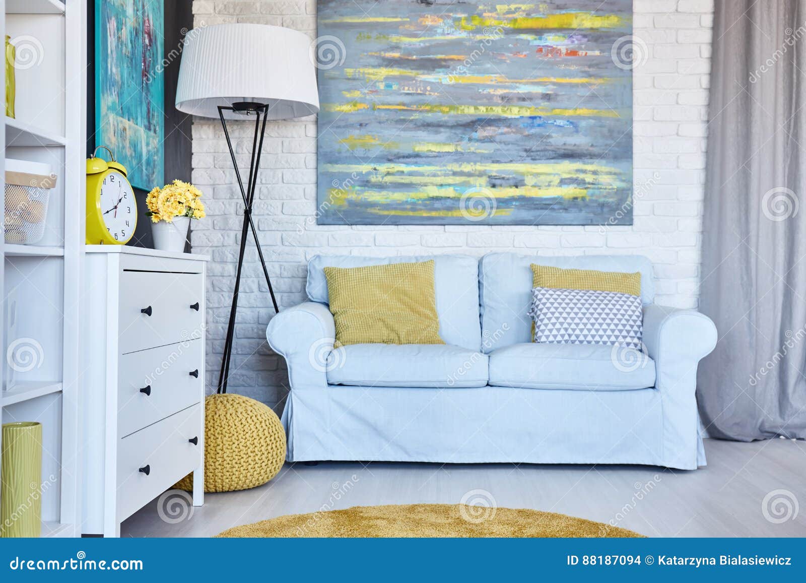 Light couch in the room stock photo. Image of shelves - 88187094