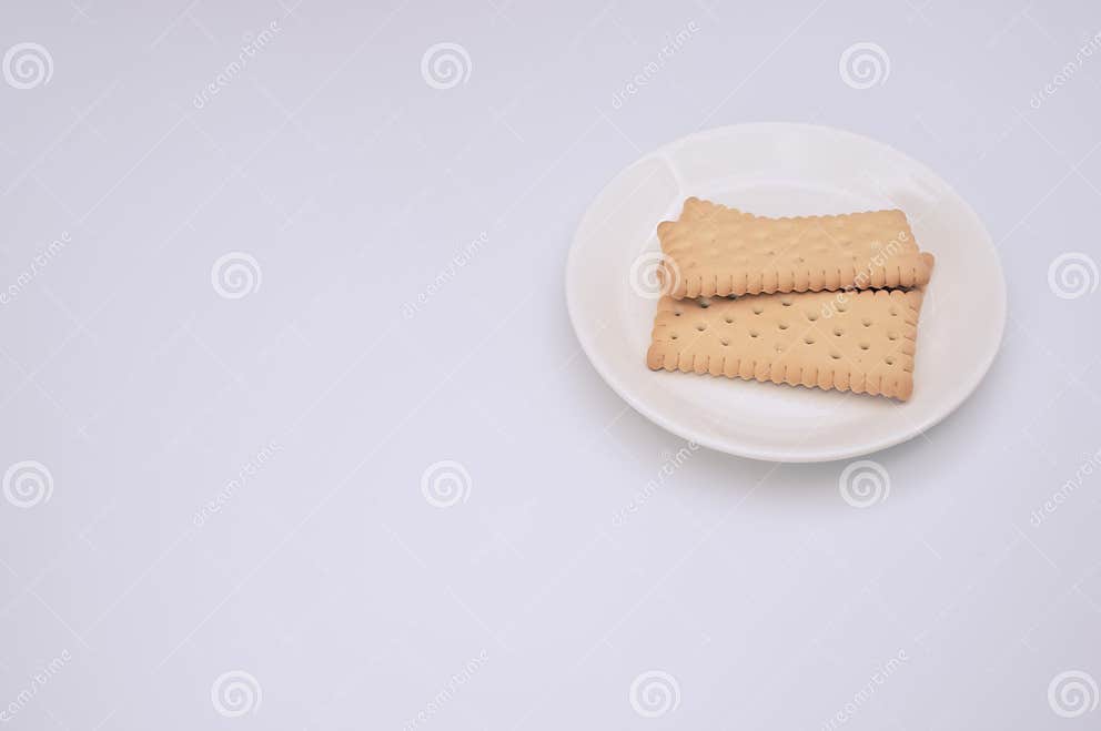 Light Crisp Cookies in a White Plate Stock Photo - Image of healthy ...