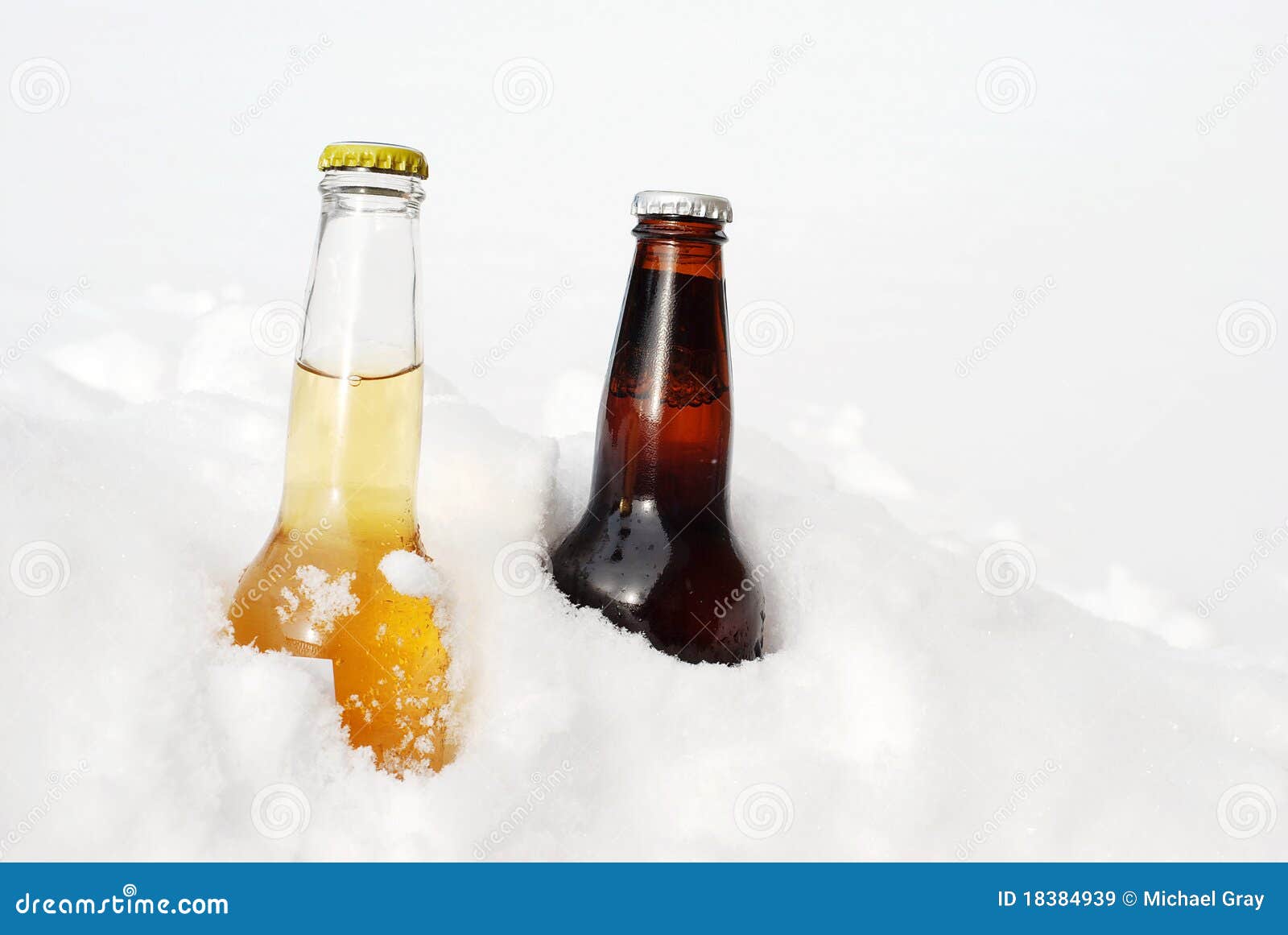 Light and Dark Beer in the Snow Stock Image - Image of beverage, cold ...