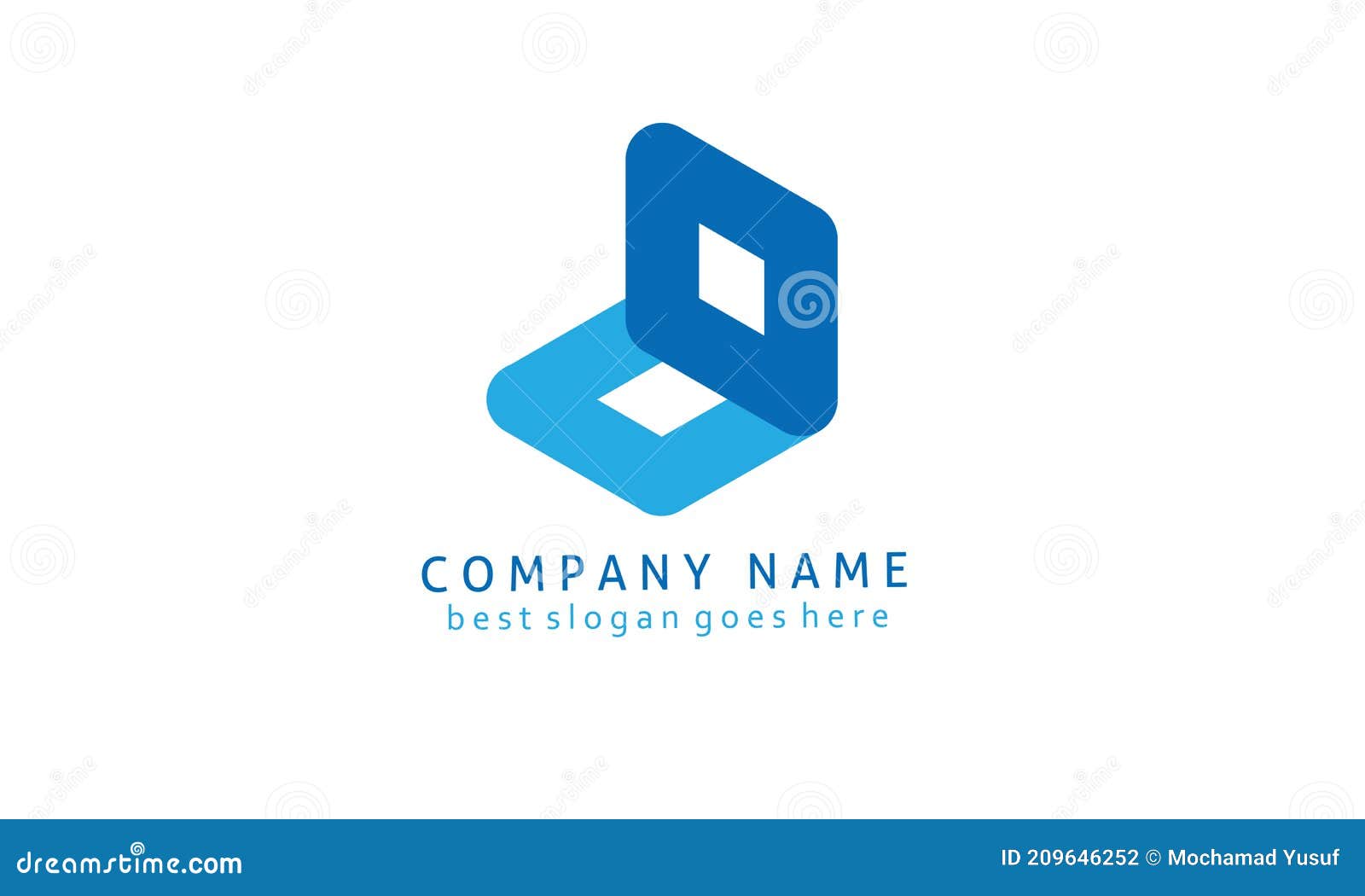 Light Dark Blue Perspective Square Shape Logo Stock Vector ...