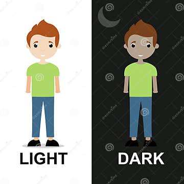 Light and Dark Comparison Kids Vector Illustration Design Stock Vector ...